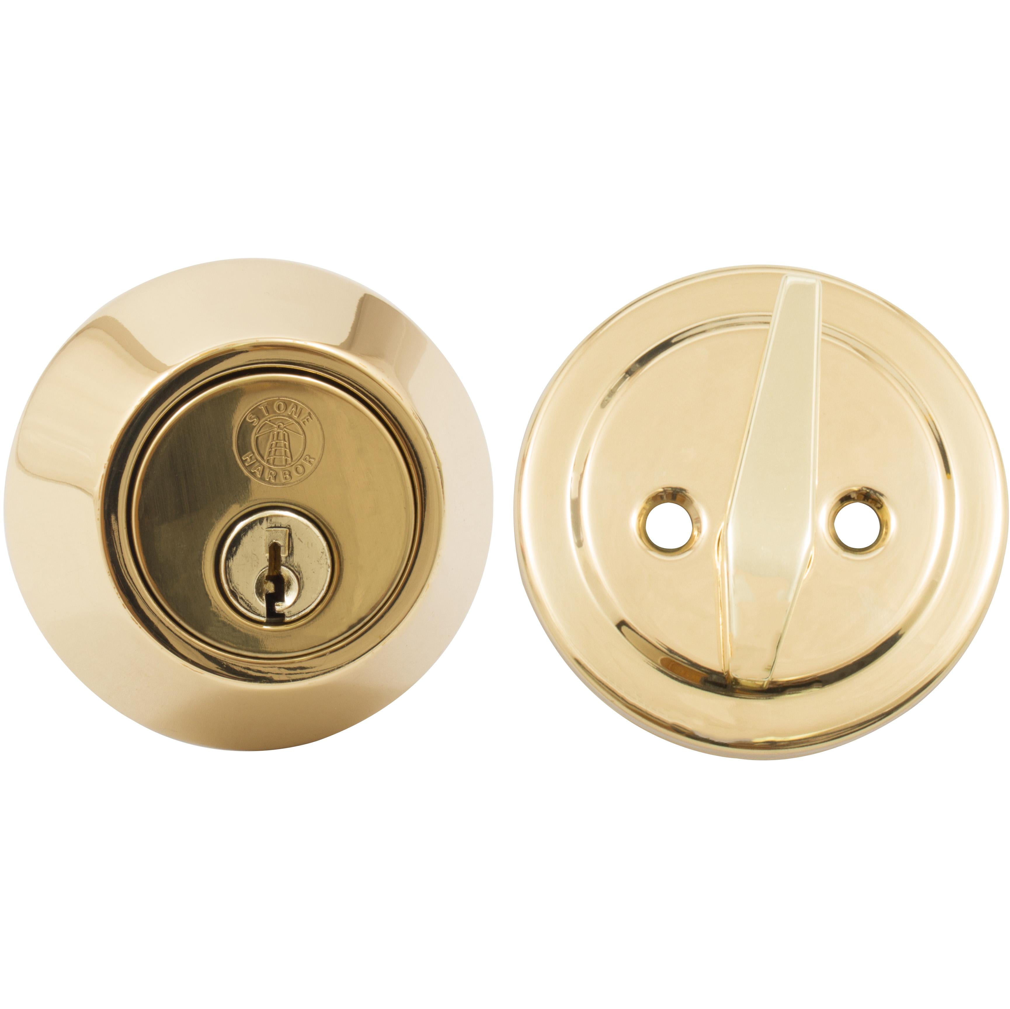 Grade 3 Deadbolt, Single Cylinder, WR5 Keyway, Polished Brass by Stone ...