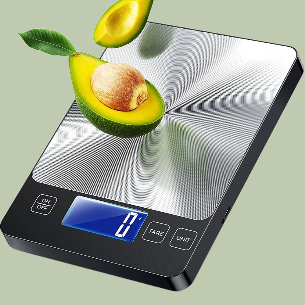 Grade 33lb Stainless Steel Digital Kitchen Scale for Meal Prep, Cooking ...