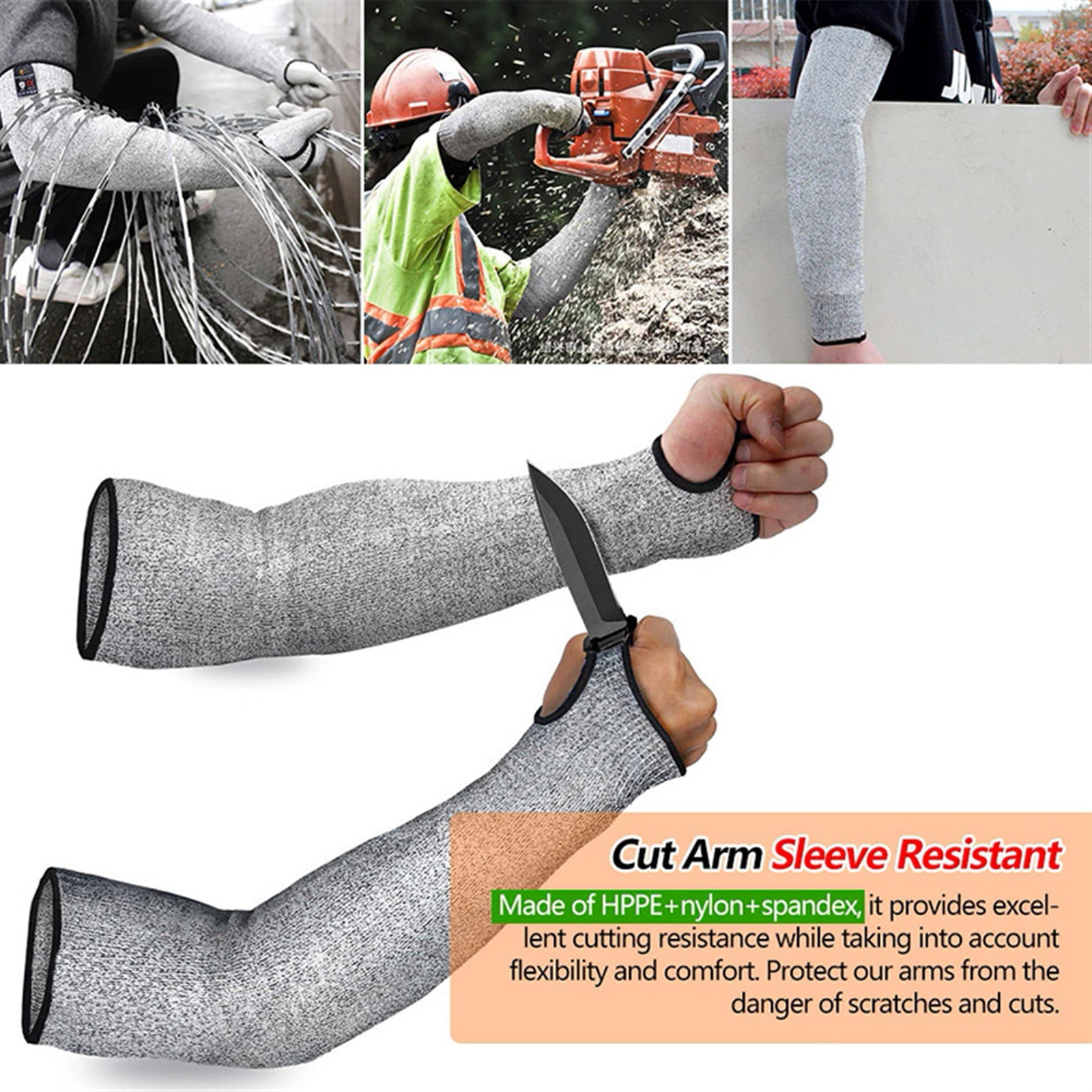 Grade 5 Cut-resistant Arm Guard Sleeve HPPE Anti-cut Anti-scratch Body Gloves Safety Self ...