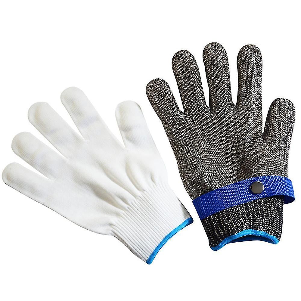 Grade 5 Protection Stainless Steel Wire Gloves, Metal Mesh with Cut ...