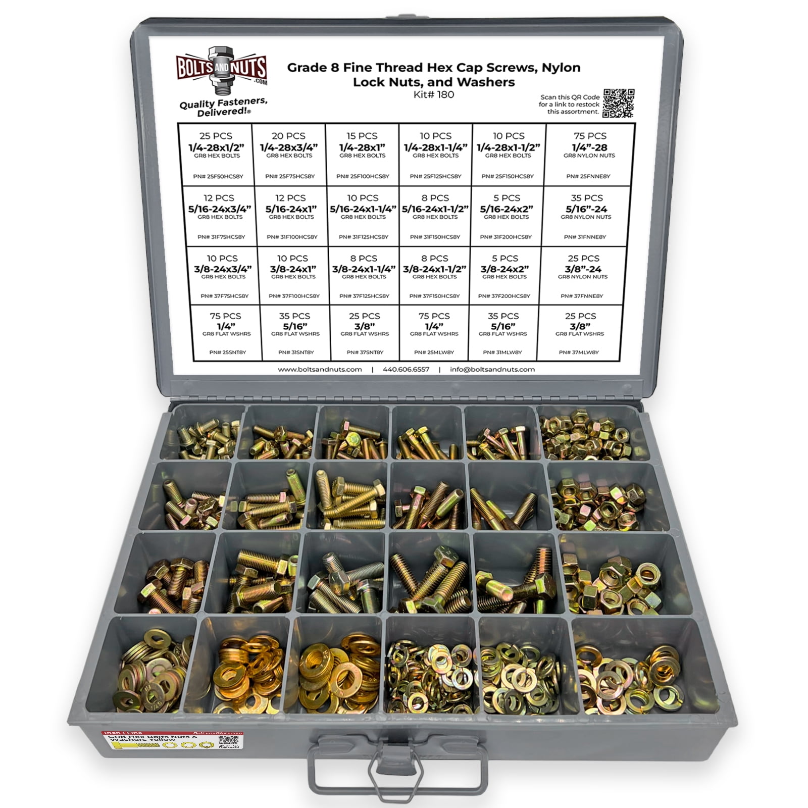 Grade 8 FINE Thread Hex Cap Bolts Screws, Nylon Nylok Lock Nuts, Washers, Lock Washers ...
