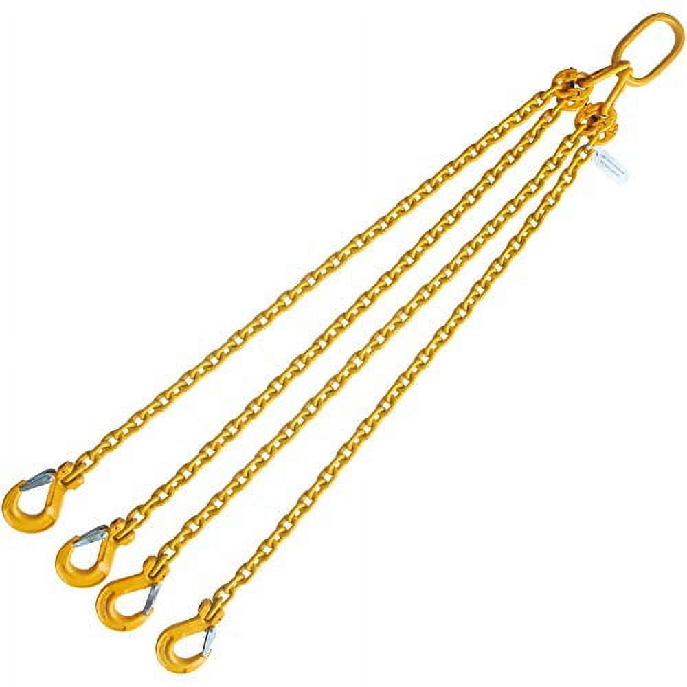 Grade 80 5/16"X8' Chain Sling Quad Leg with Sling Hooks 11700 LBS ...