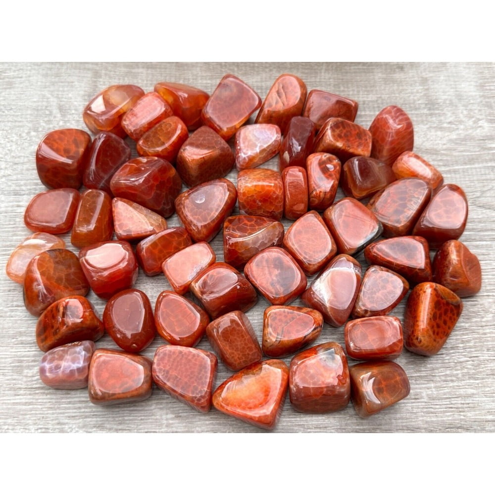 Grade A++ Fire Agate Tumbled Stones, Polished Fire Agate Stone ...