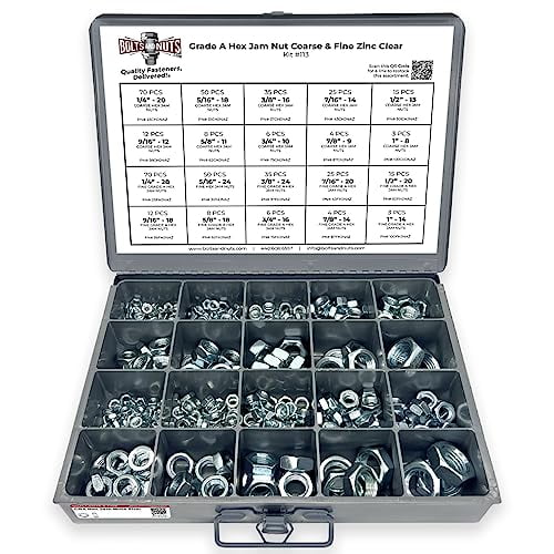 Grade A Hex Jam Nut Coarse & Fine Zinc Clear Assortment Kit - 457 ...