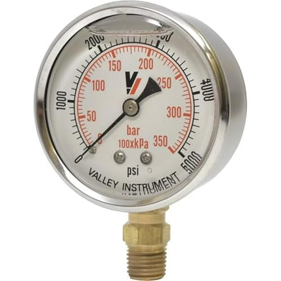 Grade A Stem Mount 2 1/2in. Glycerin Filled Gauge - 0-5,000 PSI$$Tools ...