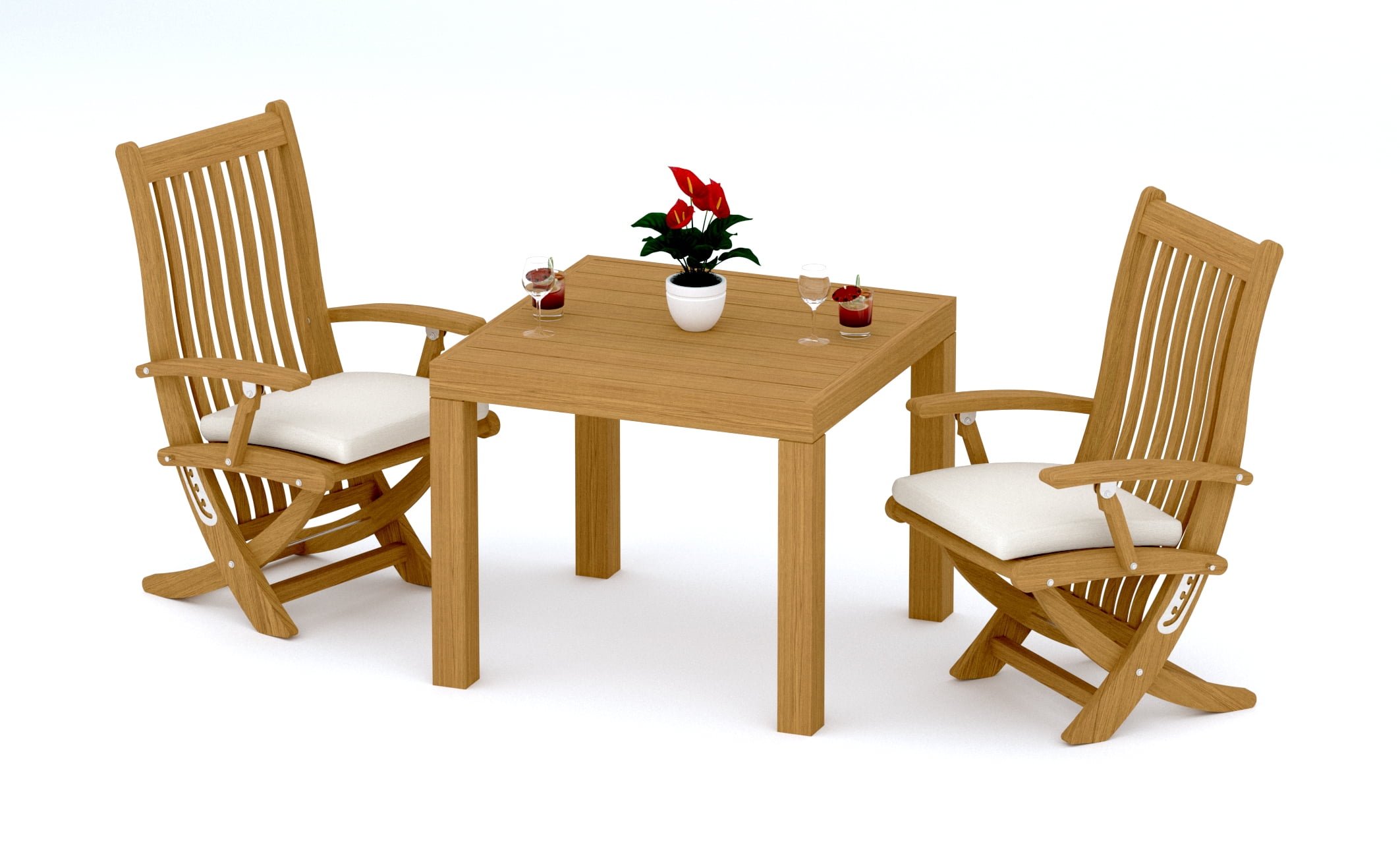 Grade-A Teak Dining Set: 2 Seater 3 Pc: And 2 Warwick Arm Chairs ...