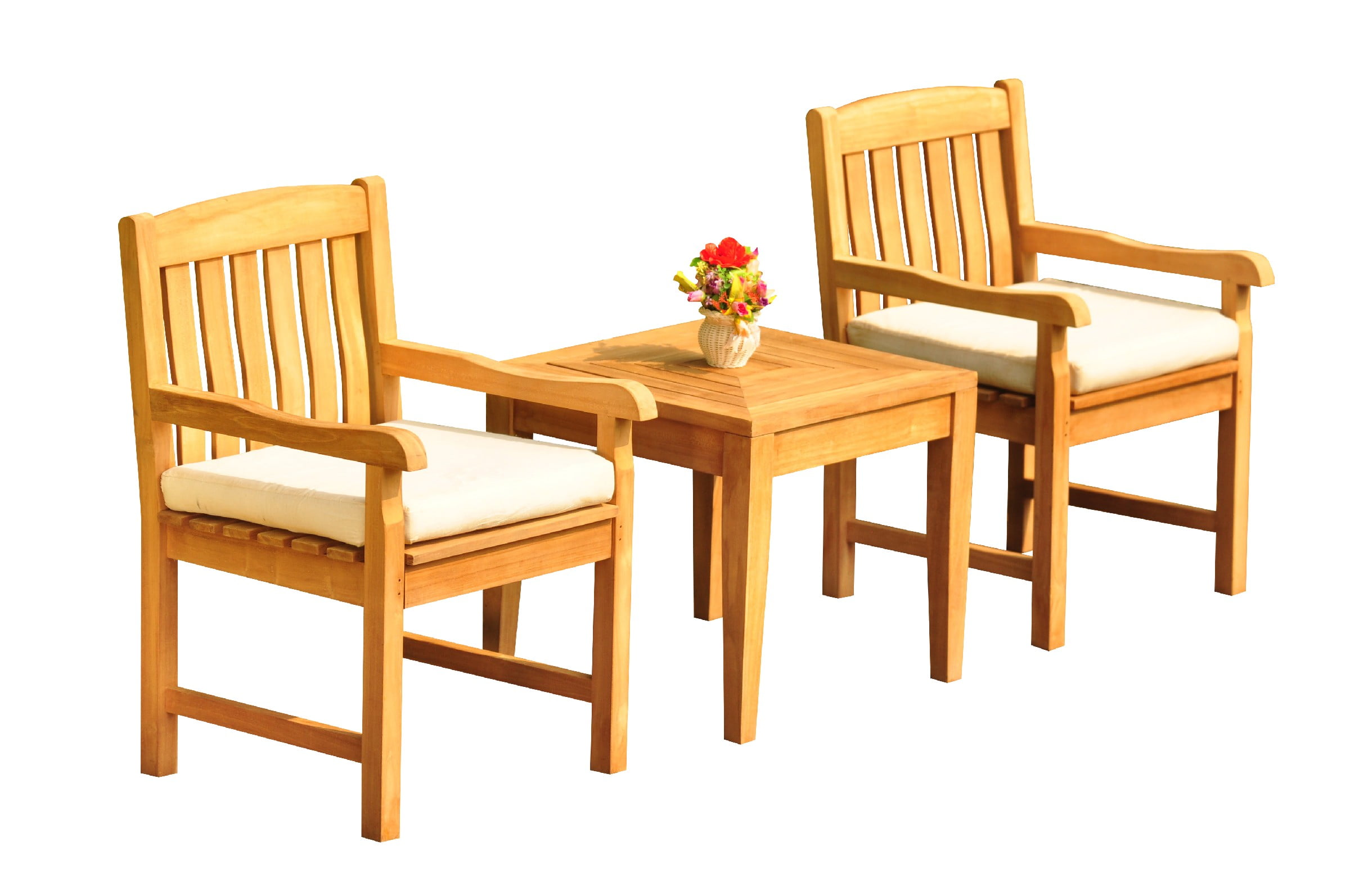 Grade-A Teak Dining Set: 2 Seater 3 Pc: Noida Square Side Table And 2 ...