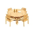 Grade-A Teak Dining Set: 4 Seater 5 Pc: 60" Round Table And 4 Clipper ...
