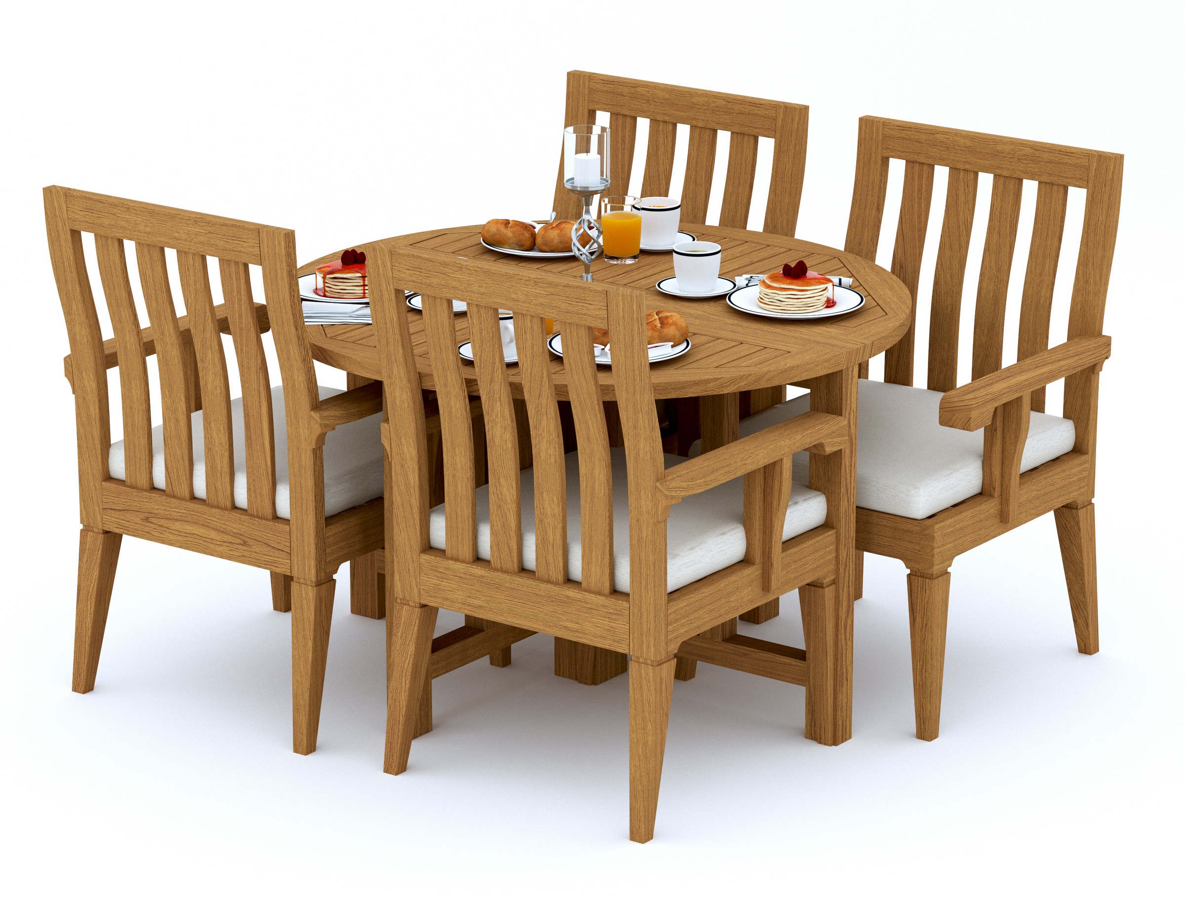 Grade-A Teak Dining Set: 4 Seater 5 Pc: And 4 Caranas Arm Chairs ...