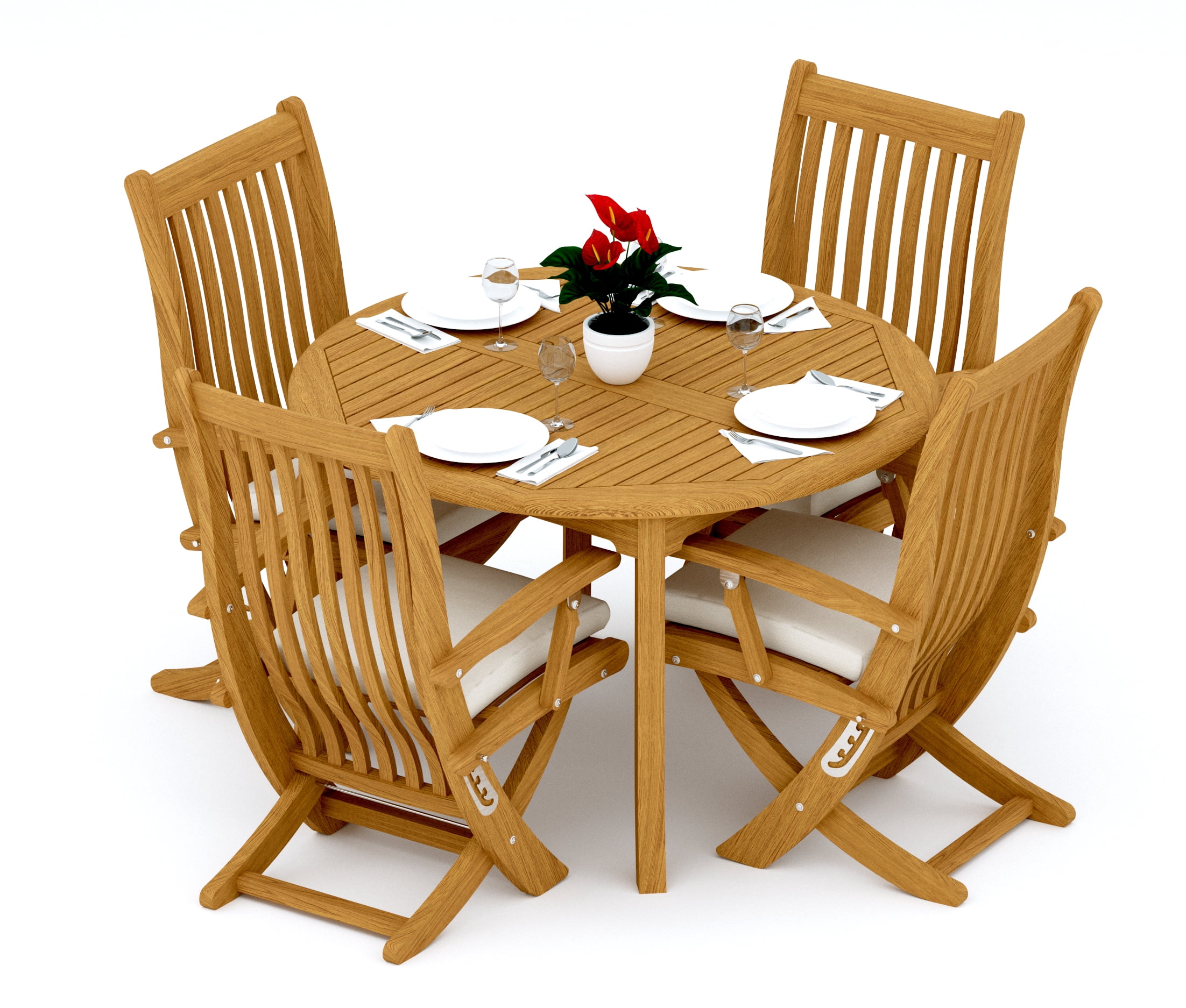 Grade-A Teak Dining Set: 4 Seater 5 Pc: And 4 Warwick Arm Chairs ...