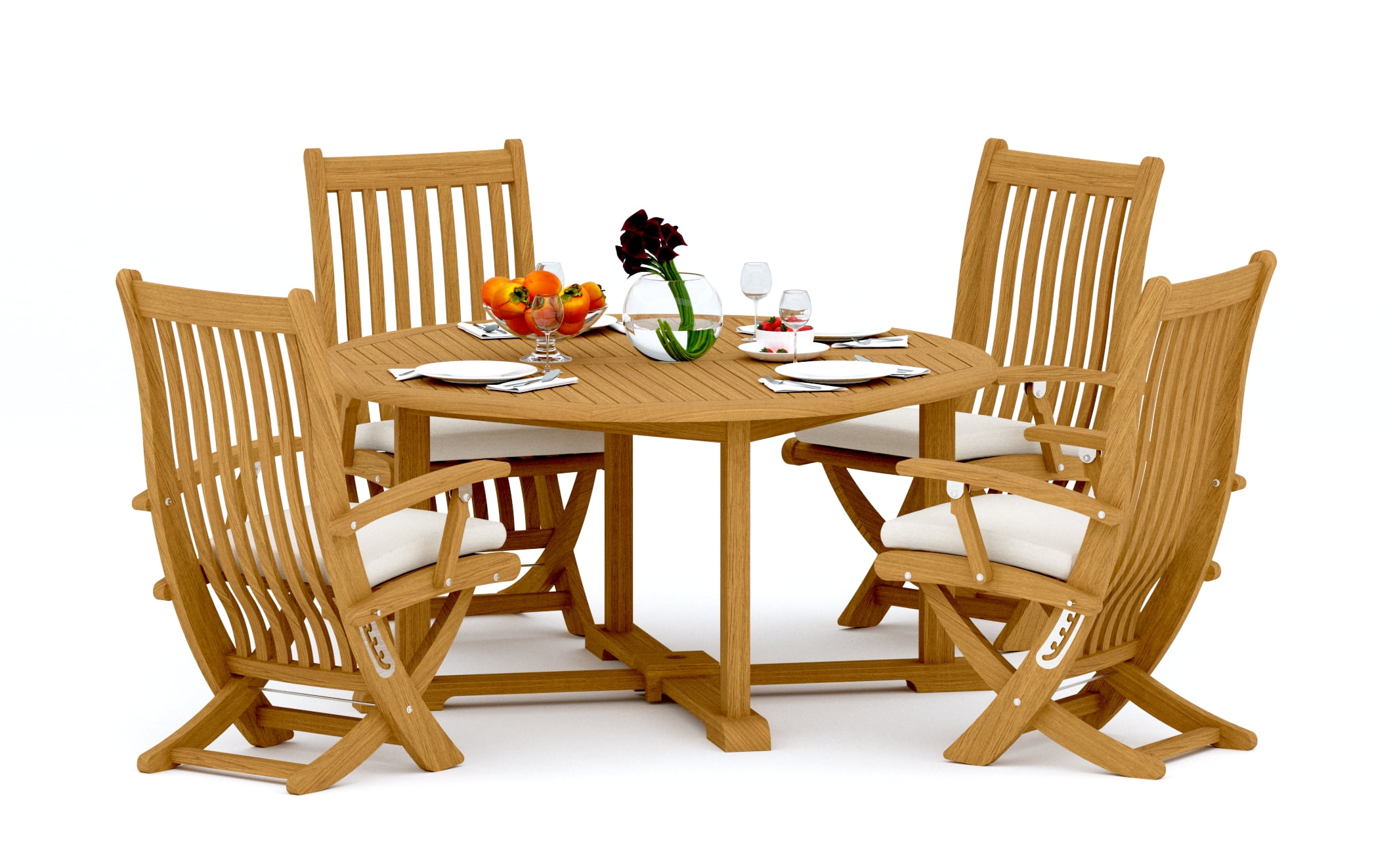 Grade-A Teak Dining Set: 4 Seater 5 Pc: And 4 Warwick Arm Chairs ...