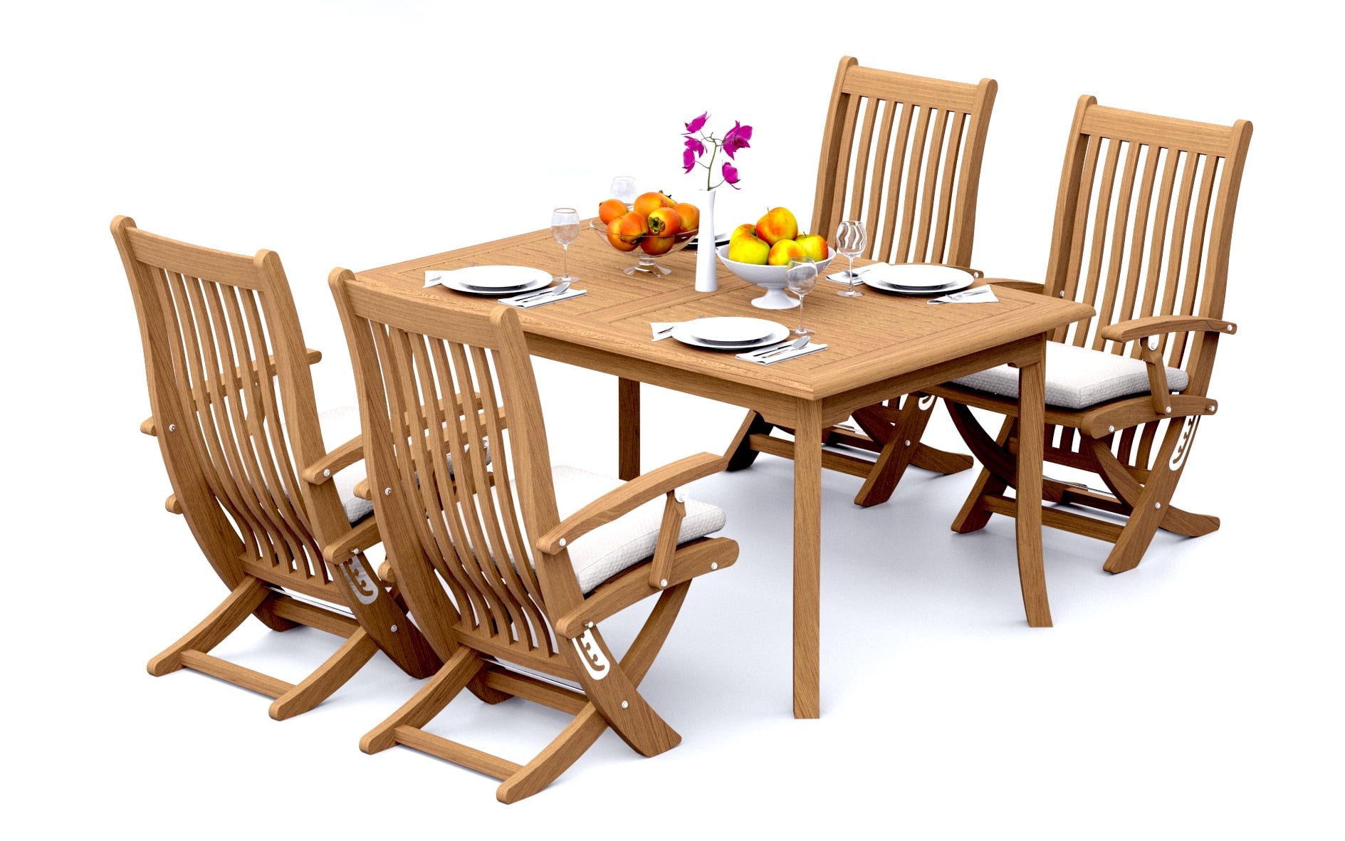 Grade-A Teak Dining Set: 4 Seater 5 Pc: And 4 Warwick Arm Chairs ...