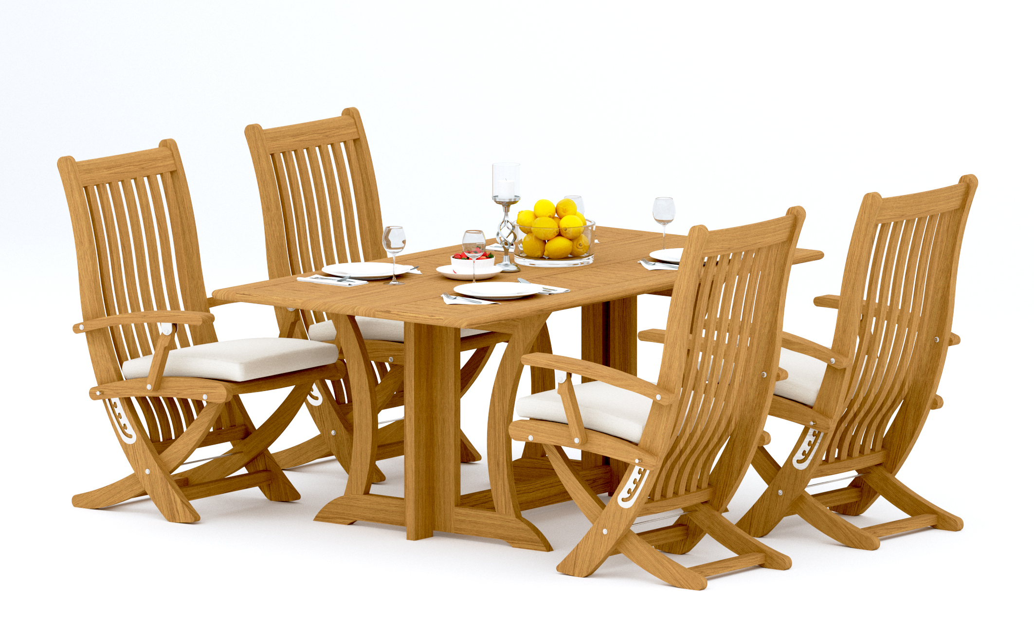 Grade-A Teak Dining Set: 4 Seater 5 Pc: And 4 Warwick Arm Chairs ...
