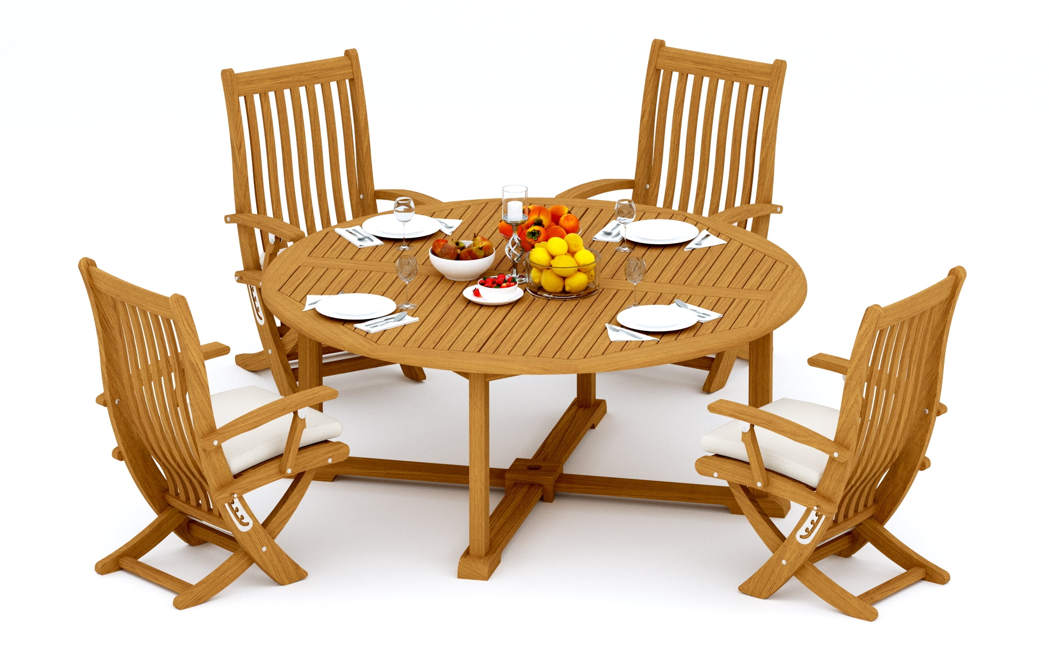 Grade-A Teak Dining Set: 4 Seater 5 Pc: And 4 Warwick Arm Chairs ...