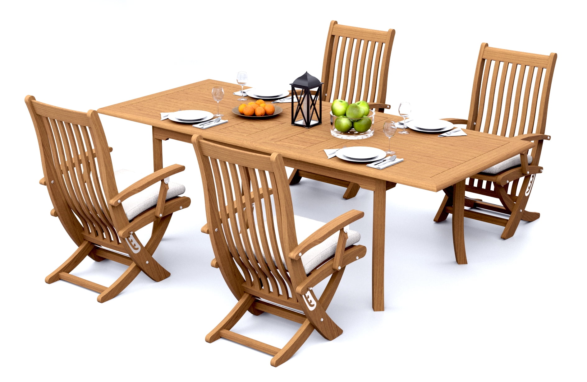 Grade-A Teak Dining Set: 4 Seater 5 Pc: And 4 Warwick Arm Chairs ...