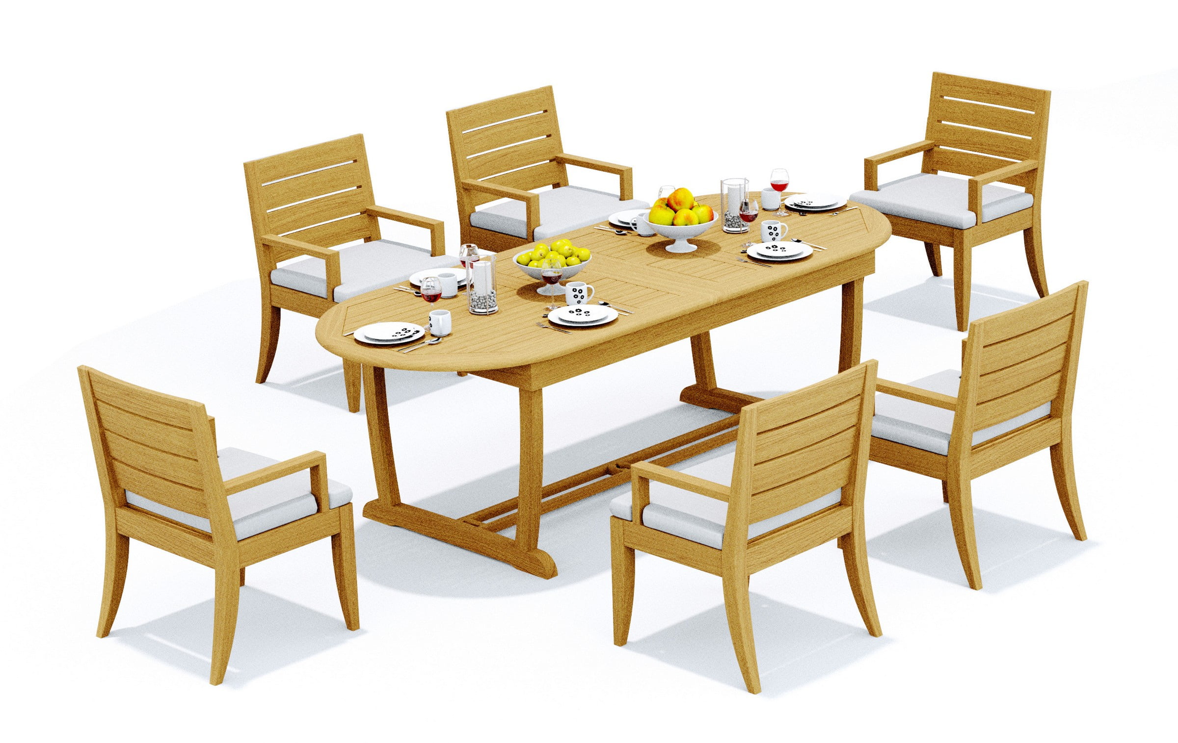 Grade-A Teak Dining Set: 6 Seater 7 Pc: And 6 Atnas Arm Chairs Outdoor ...