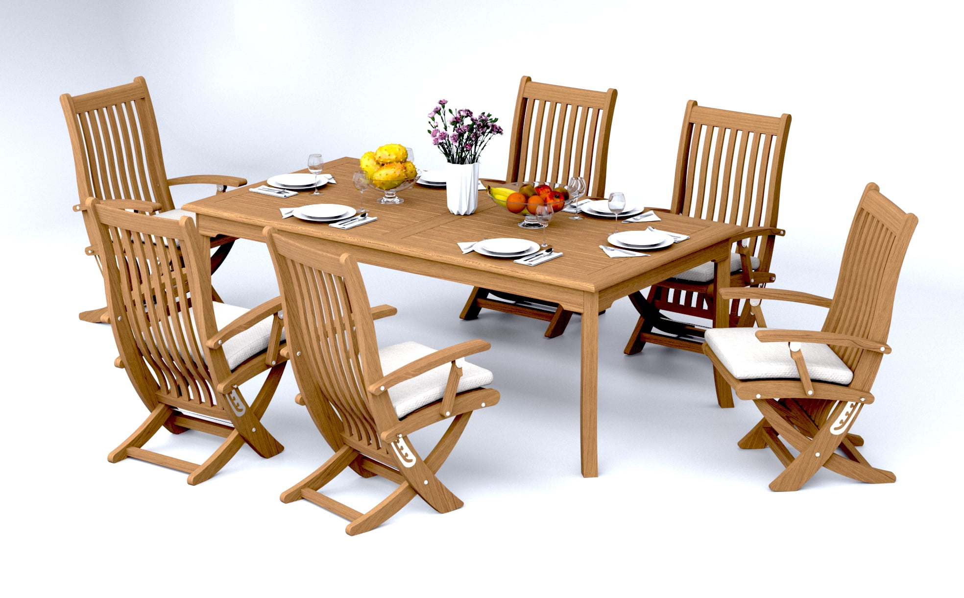 Grade-A Teak Dining Set: 6 Seater 7 Pc: And 6 Warwick Arm Chairs ...