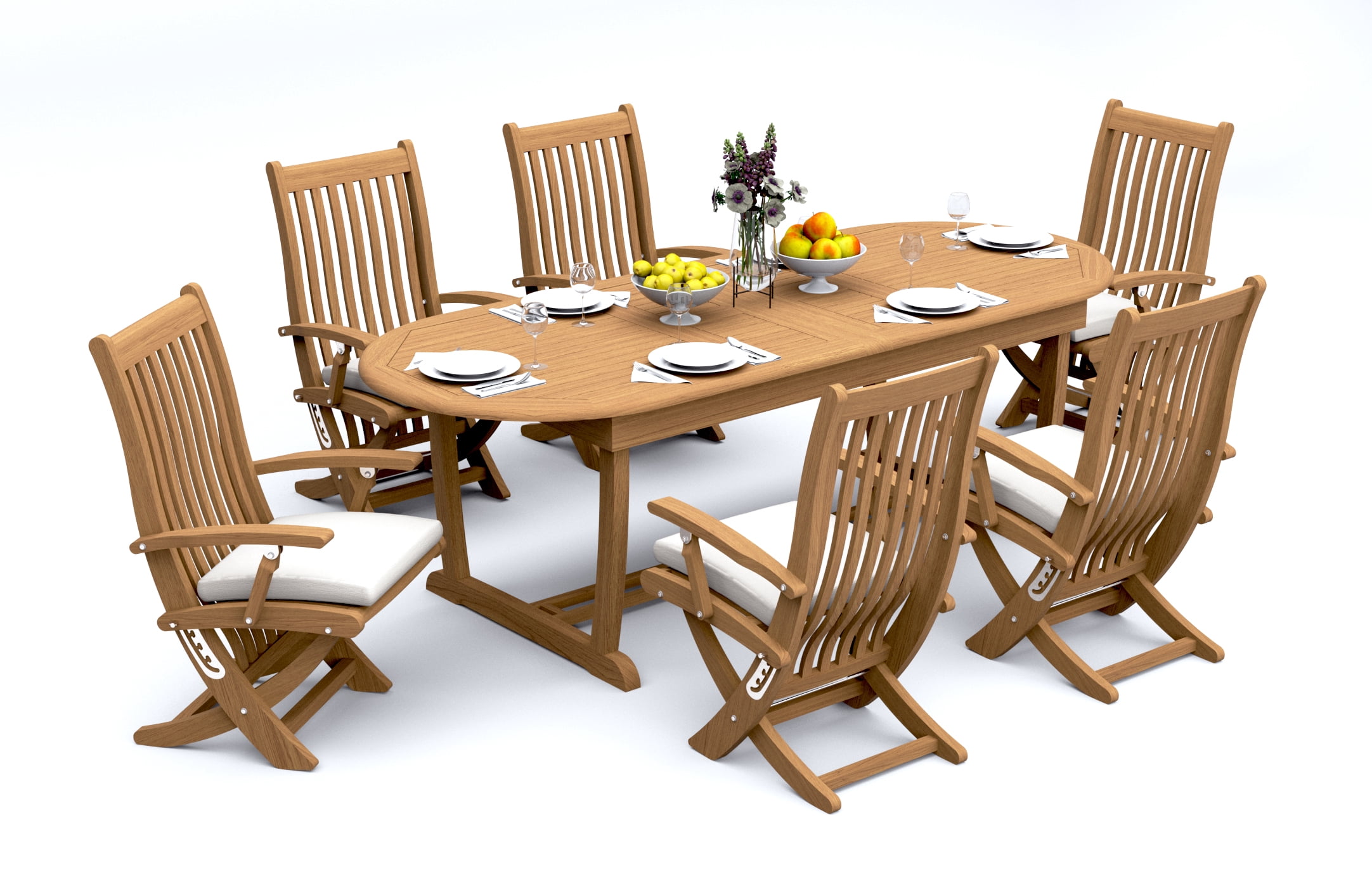 Grade-A Teak Dining Set: 6 Seater 7 Pc: And 6 Warwick Arm Chairs ...