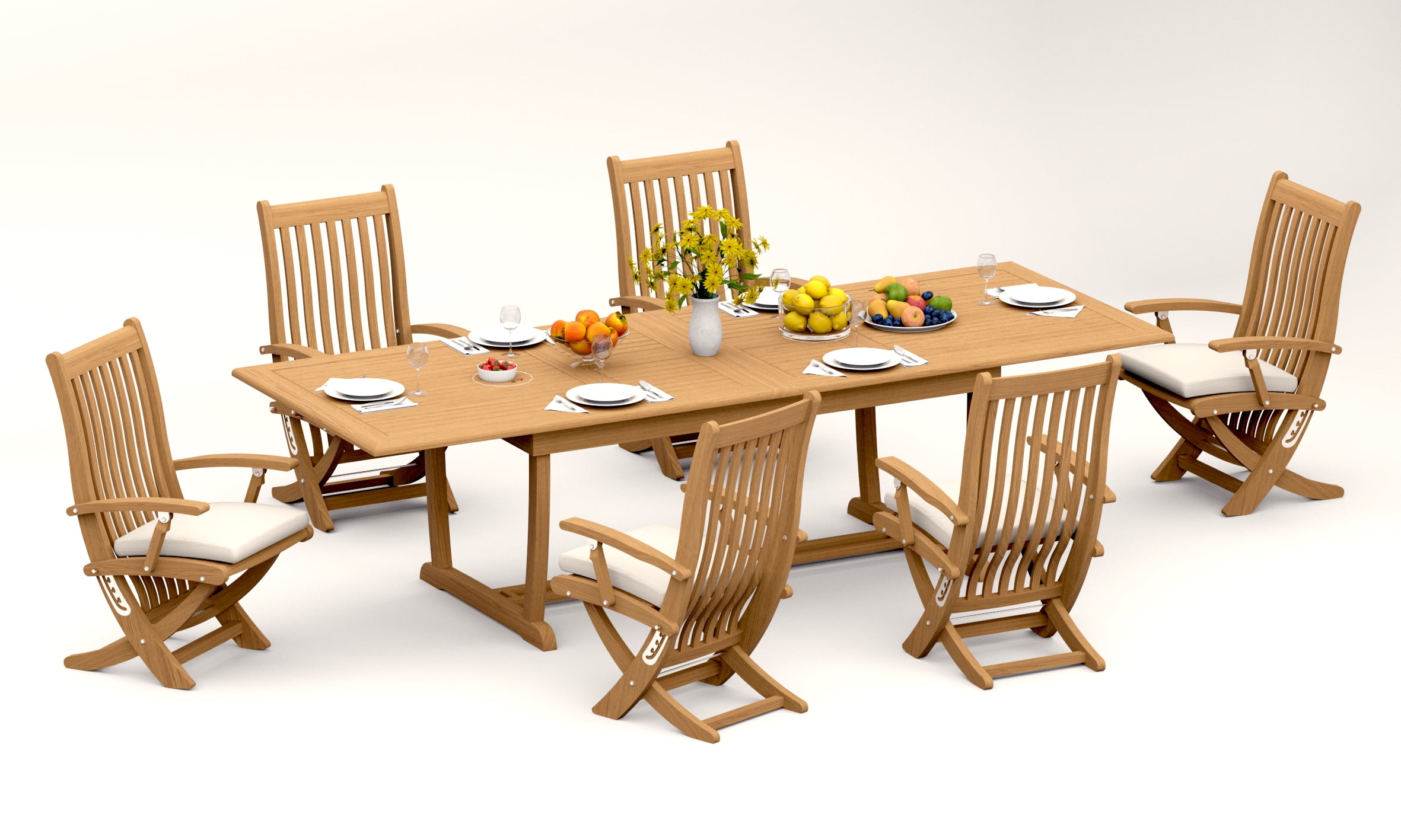 Grade-A Teak Dining Set: 6 Seater 7 Pc: And 6 Warwick Arm Chairs ...