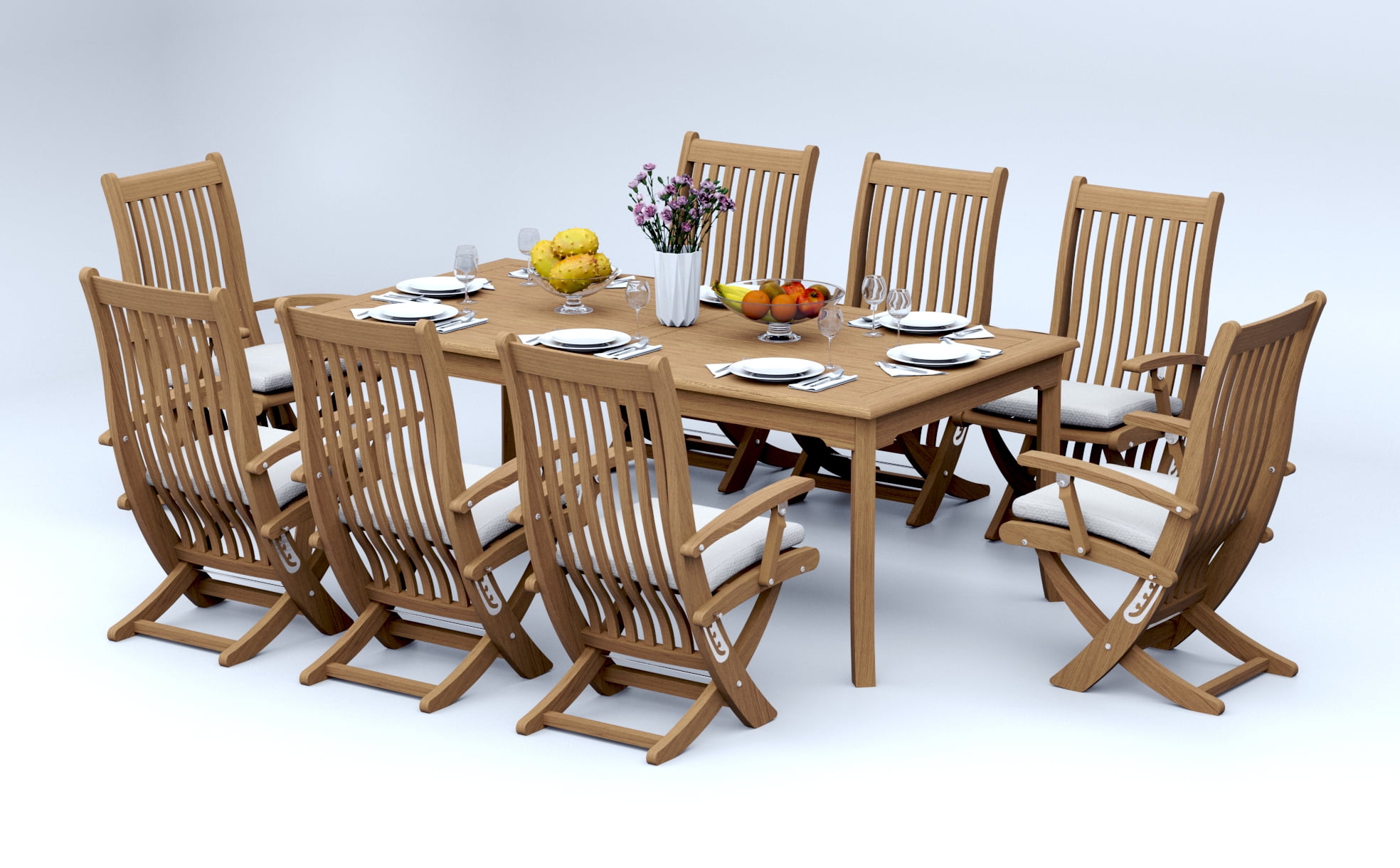 Grade-A Teak Dining Set: 8 Seater 9 Pc: And 8 Warwick Arm Chairs ...