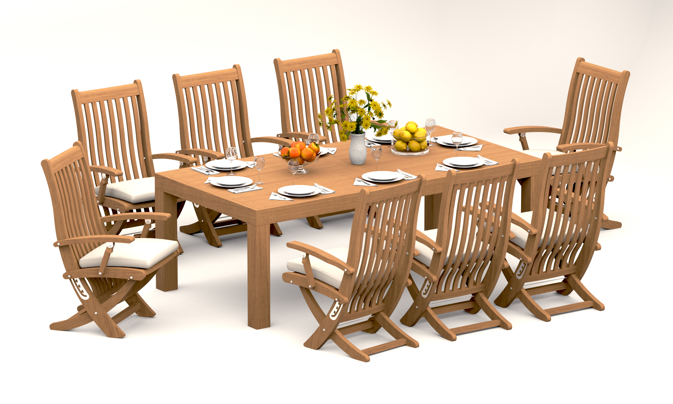 Grade-A Teak Dining Set: 8 Seater 9 Pc: And 8 Warwick Arm Chairs ...