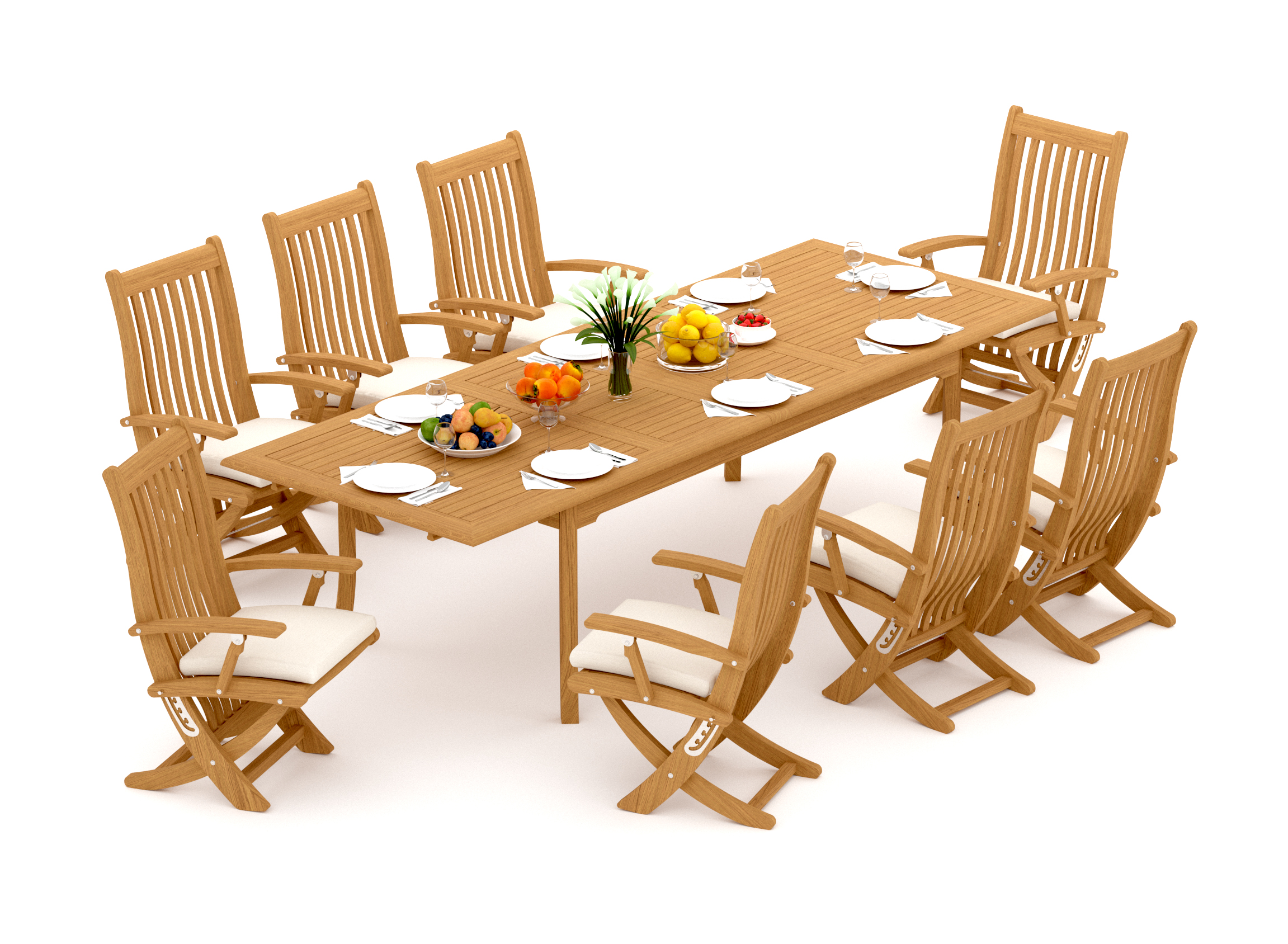 Grade-A Teak Dining Set: 8 Seater 9 Pc: And 8 Warwick Arm Chairs ...