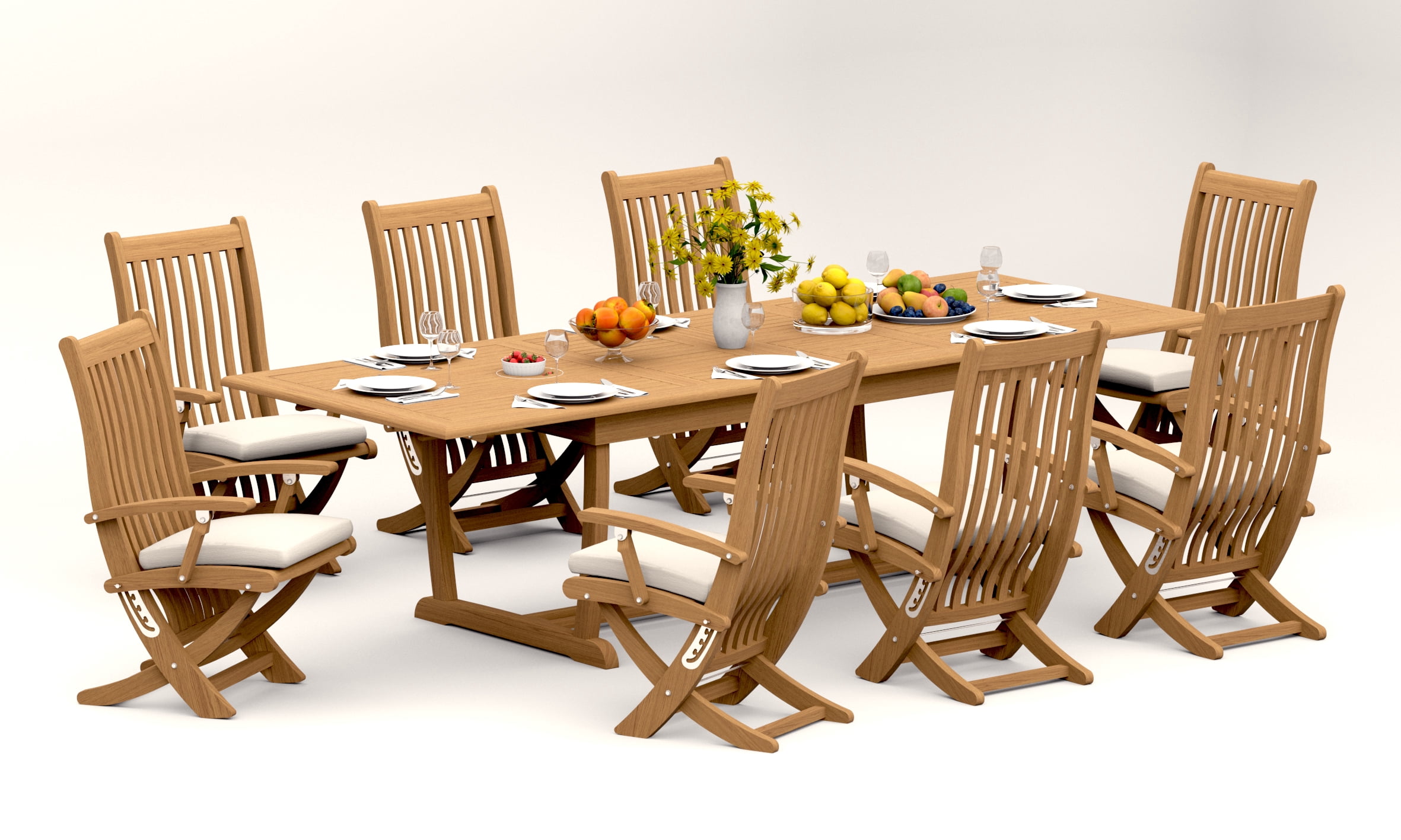 Grade-A Teak Dining Set: 8 Seater 9 Pc: And 8 Warwick Arm Chairs ...