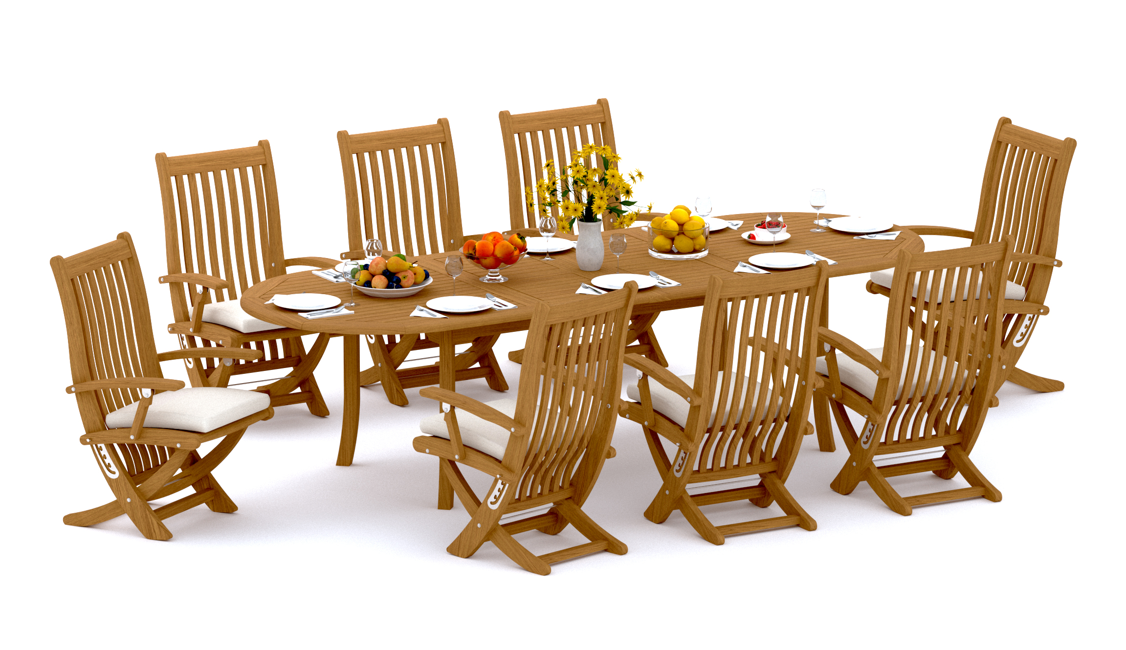 Grade-A Teak Dining Set: 8 Seater 9 Pc: And 8 Warwick Arm Chairs ...