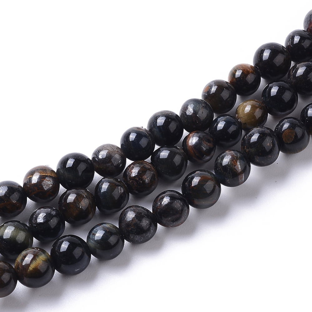 Grade AB Natural Blue Tiger Eye(Dyed & Heated) Beads Strands Round 6mm ...