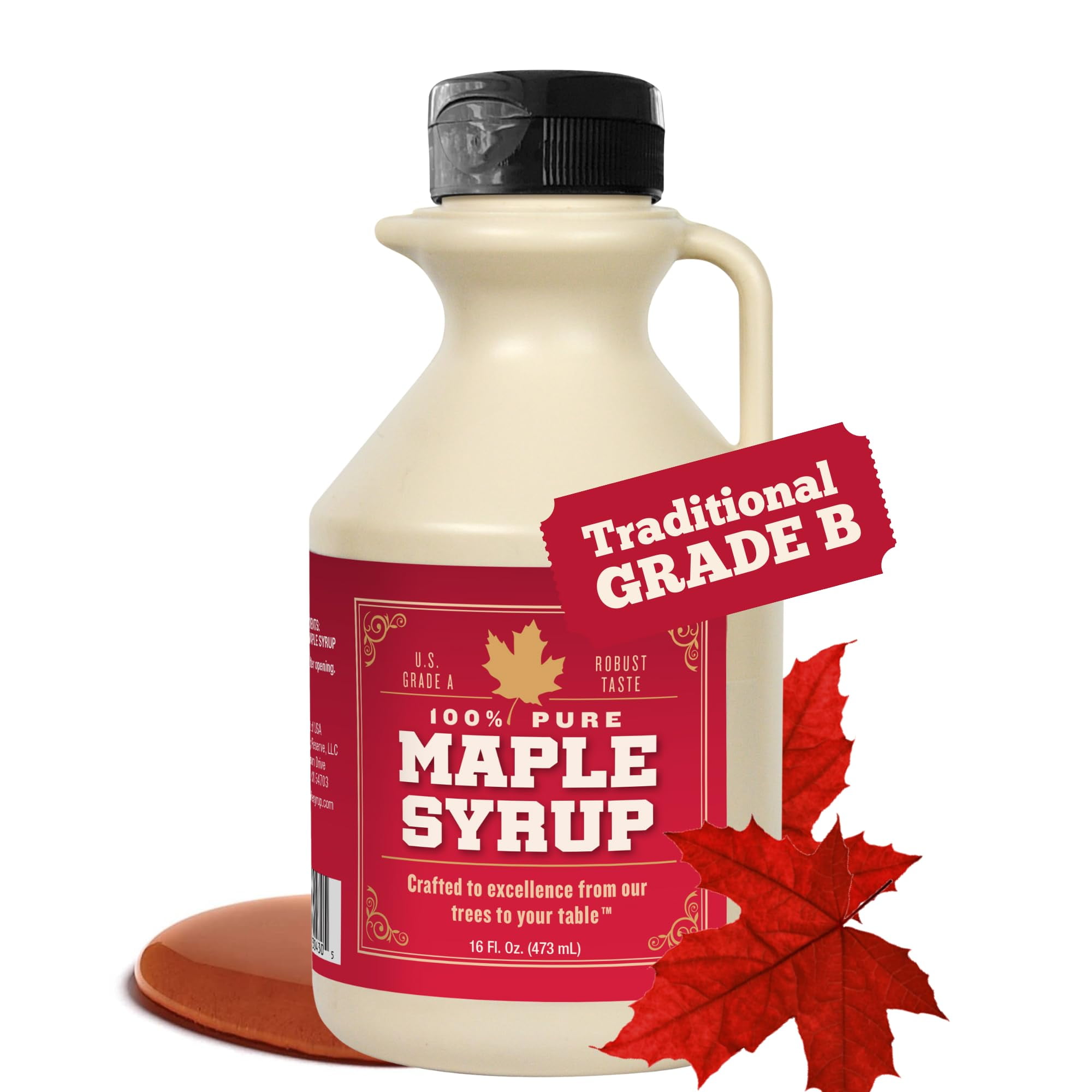Grade B MQH2 Maple Syrup 16 Oz Pint Jug - 100% Pure Maple Syrup (Now ...