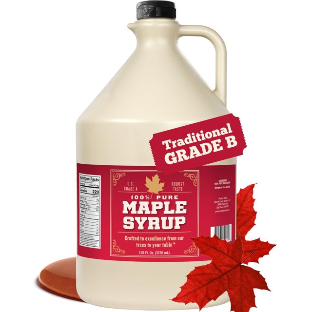 Grade B Maple Syrup 128 Oz Gallon Bulk Jug, Natural Sugar Substitute ...