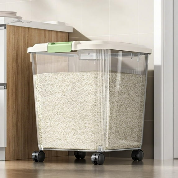 -Grade Rice Storage Container with Measuring Cup/Wheels - Airtight ...
