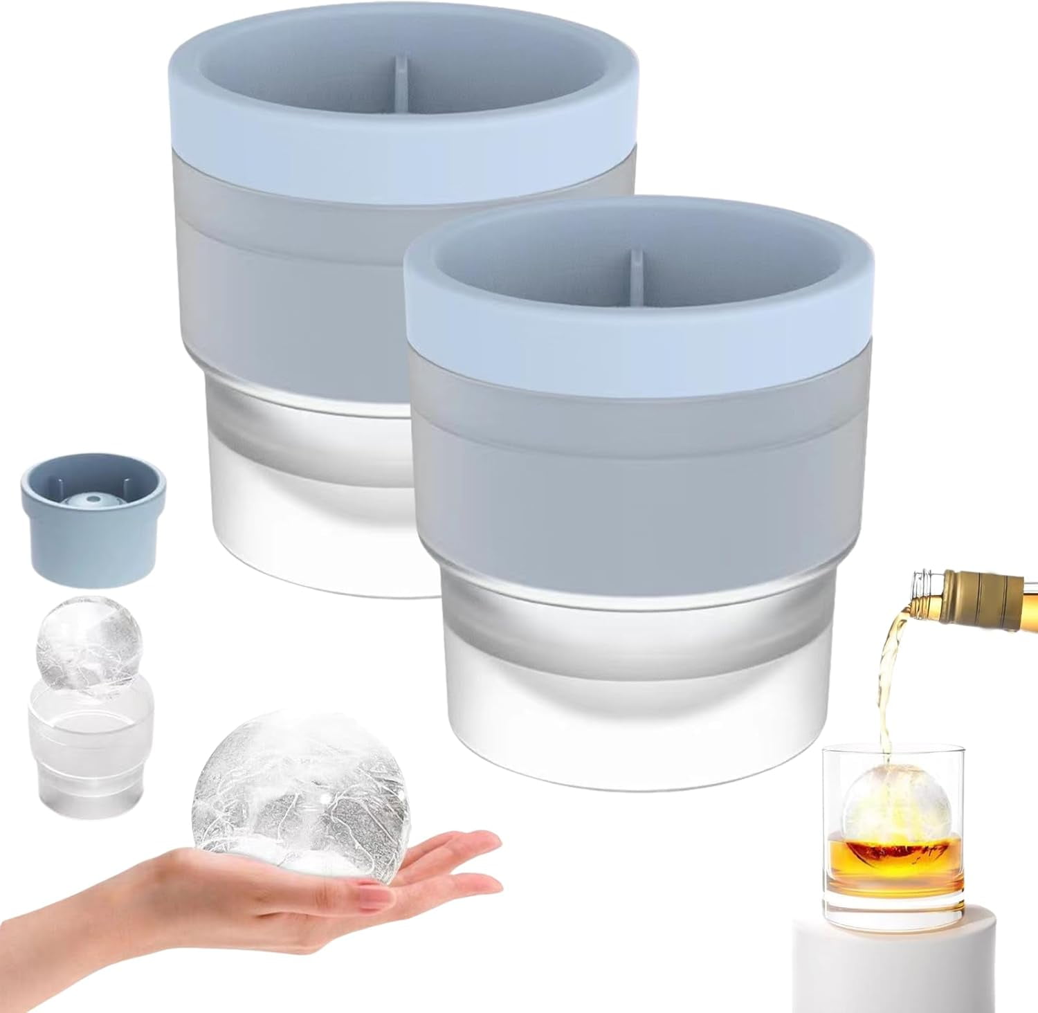 Grade Stackable Slow Melting DIY Ice Ball for , Ice Cube Mold, 2.5 Inch ...