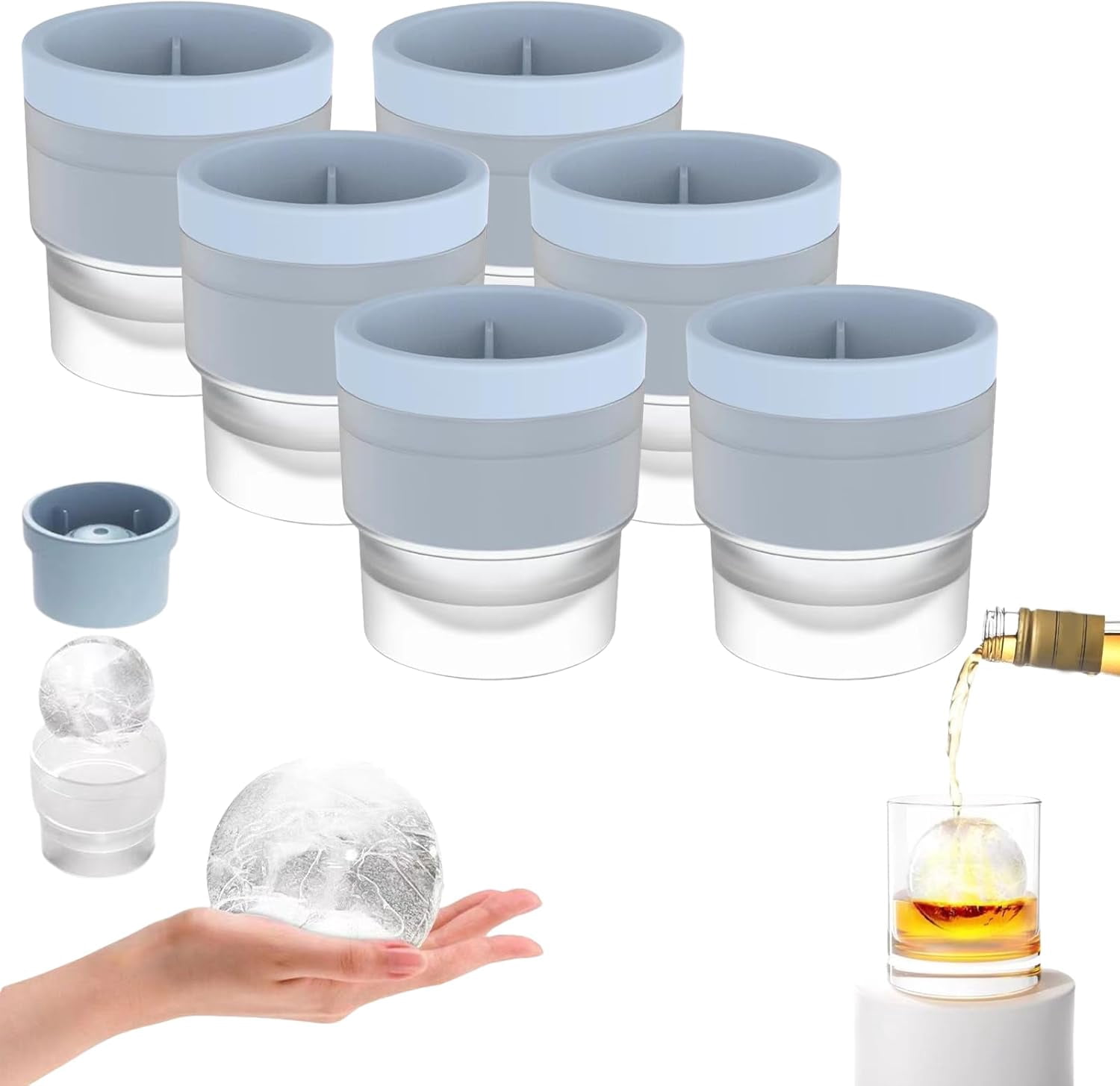 Grade Stackable Slow Melting DIY Ice Ball for , Ice Cube Mold, 2.5 Inch ...