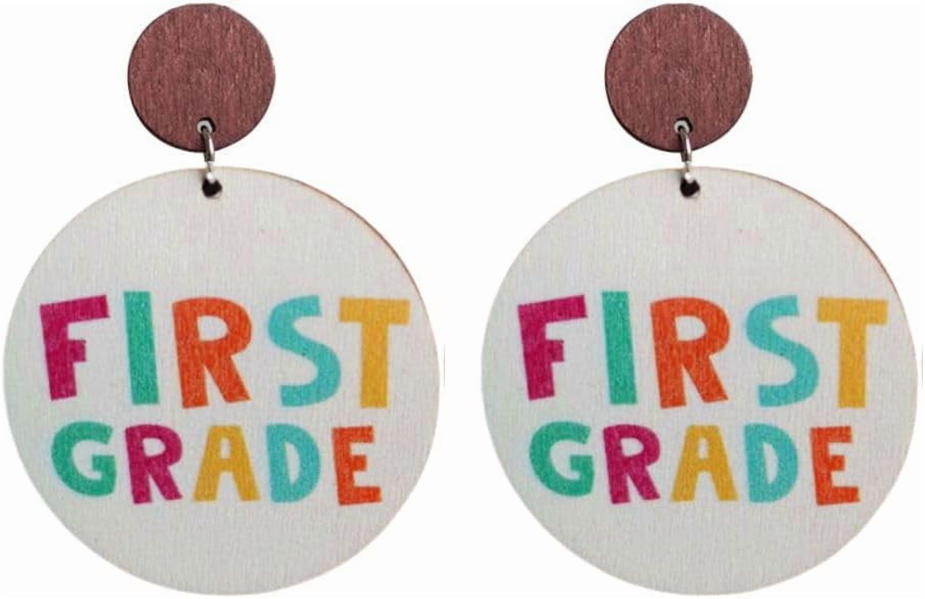 Grade Teacher Quality Earrings Wooden Round Colorful Student Teacher ...