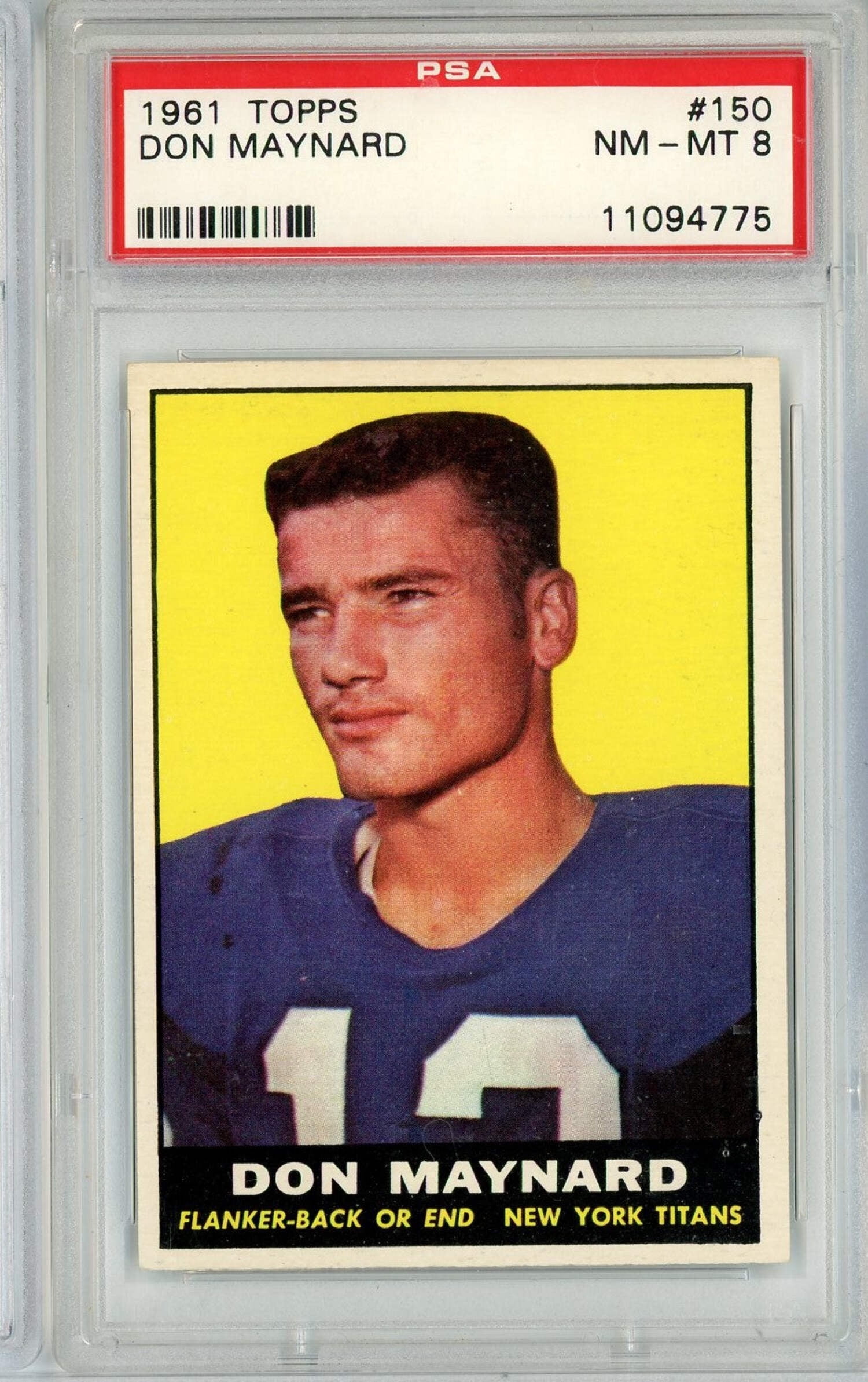 Graded 1961 Topps Don Maynard #150 Rookie RC Football Card PSA 8 NM-MT ...