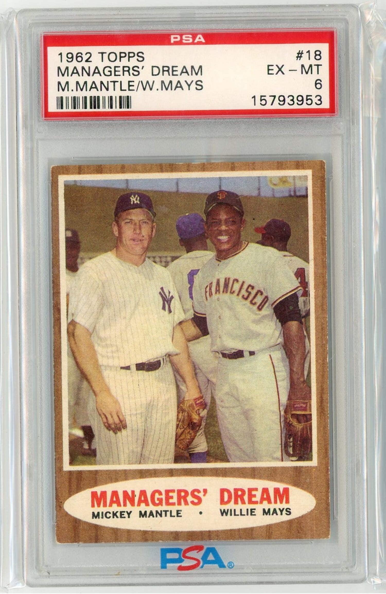 Graded 1962 Topps Managers' Dream Mickey Mantle Willie Mays #18 ...