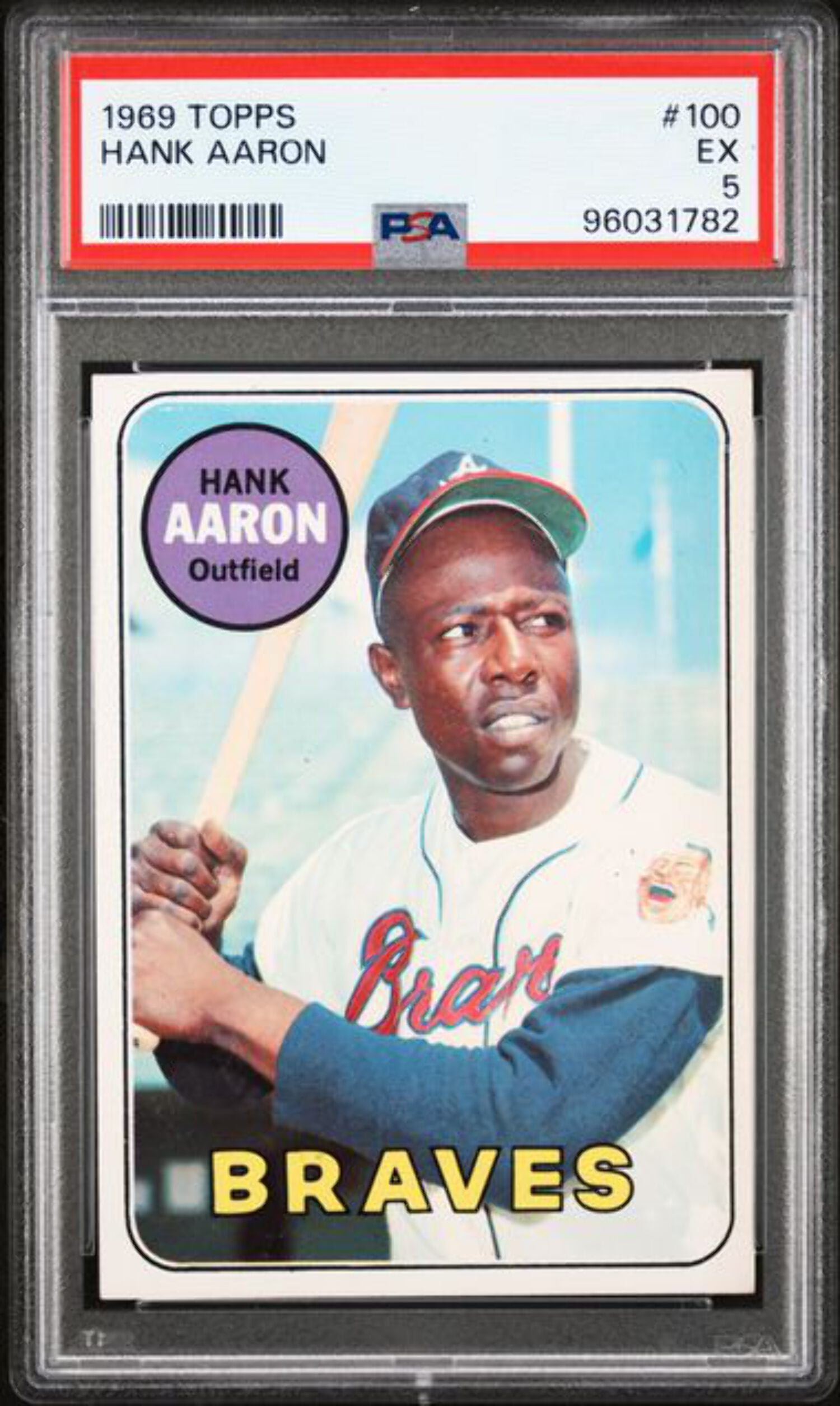 Graded 1969 Topps Hank Aaron #100 Baseball Card PSA 5 Excellent ...
