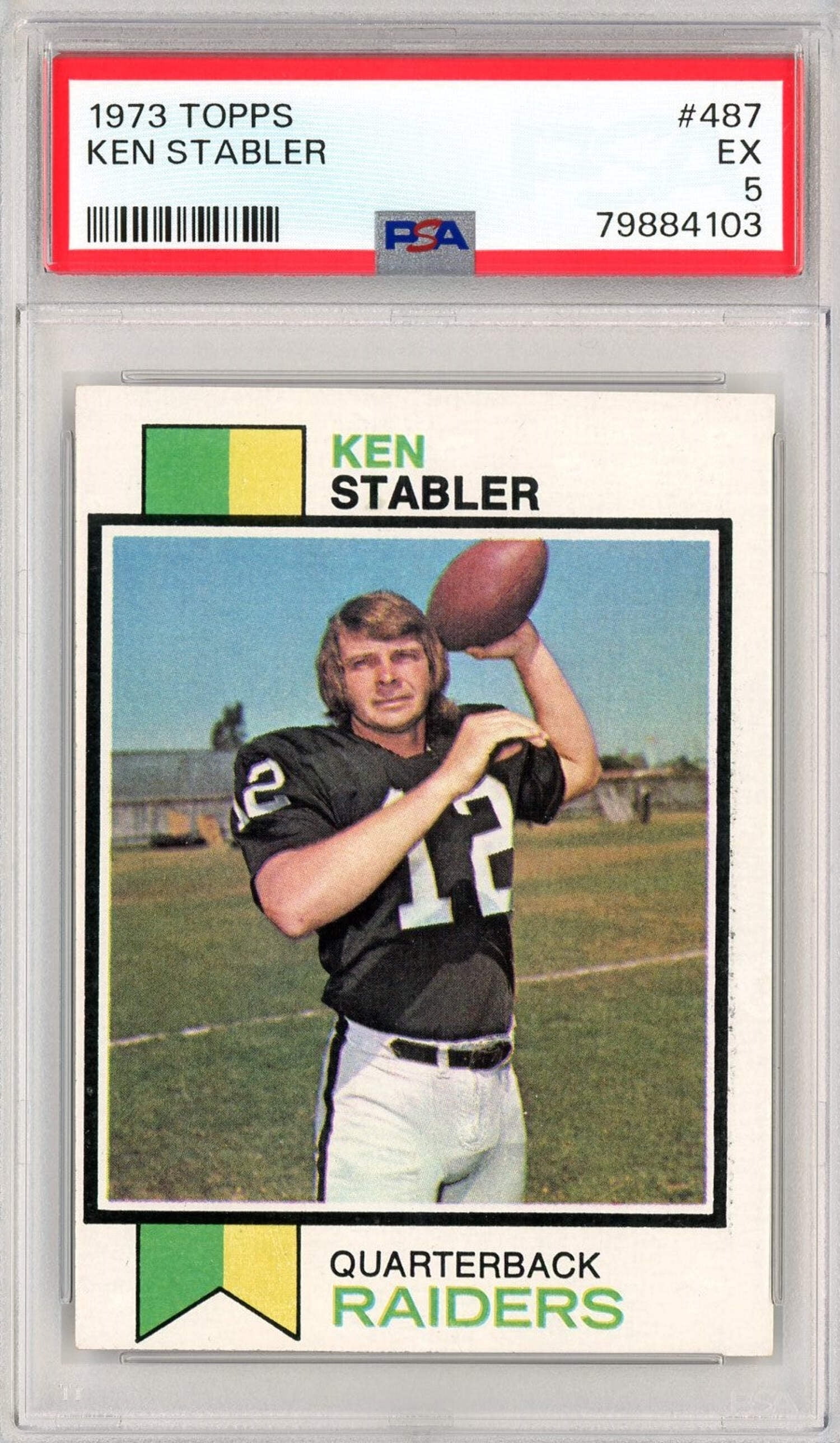 Graded 1973 Topps Ken Stabler #487 Football Card PSA 5 Excellent ...