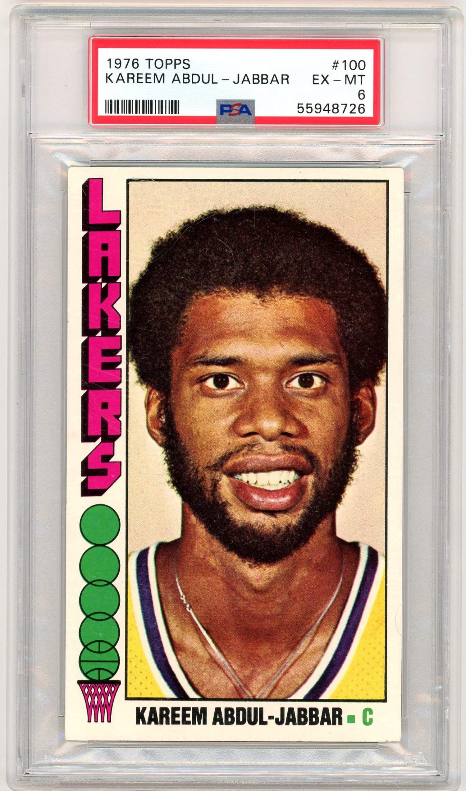 Graded 1976 Topps Kareem Abdul-Jabbar #100 Basketball Card PSA 6 ...