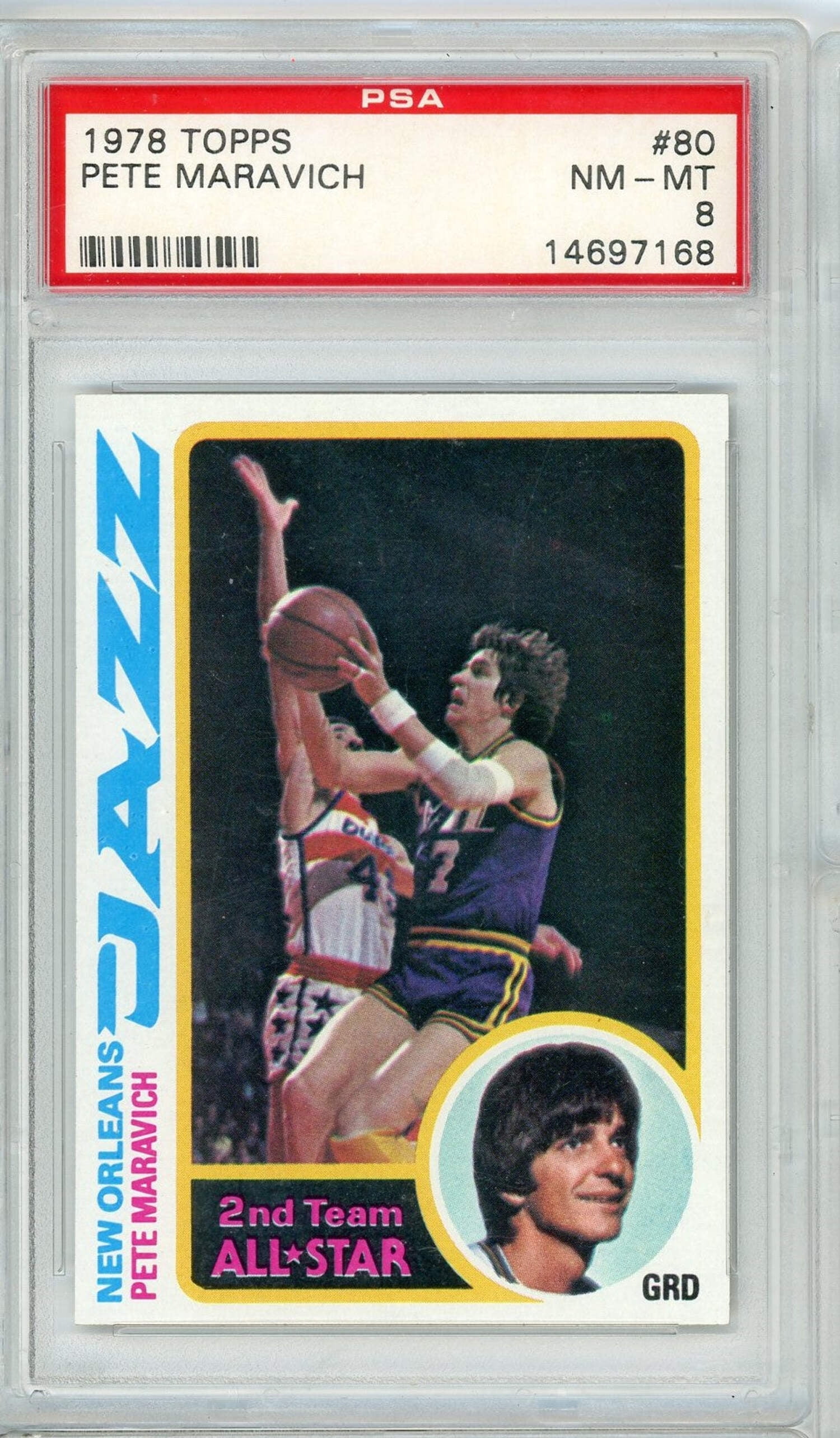 Graded 1978 Topps Pistol Pete Maravich #80 Basketball Card PSA 8 NM-MT ...