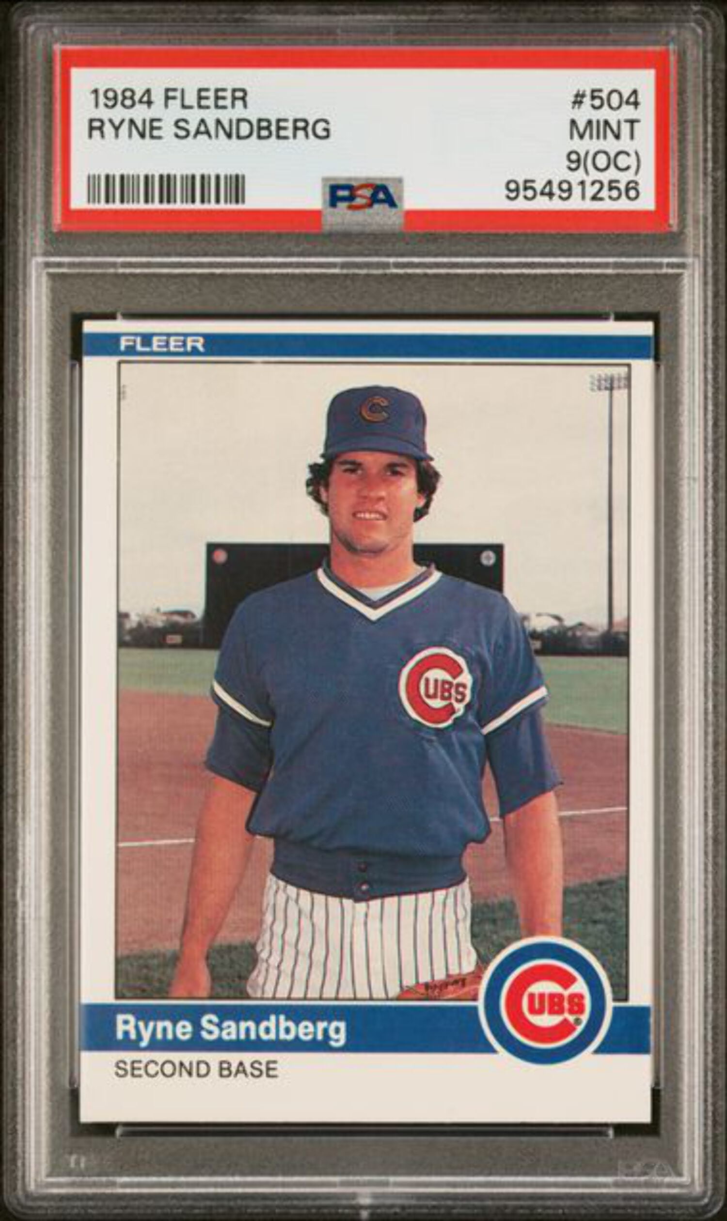 Graded 1984 Fleer Ryne Sandberg #504 2nd Year Baseball Card PSA 9 Mint ...