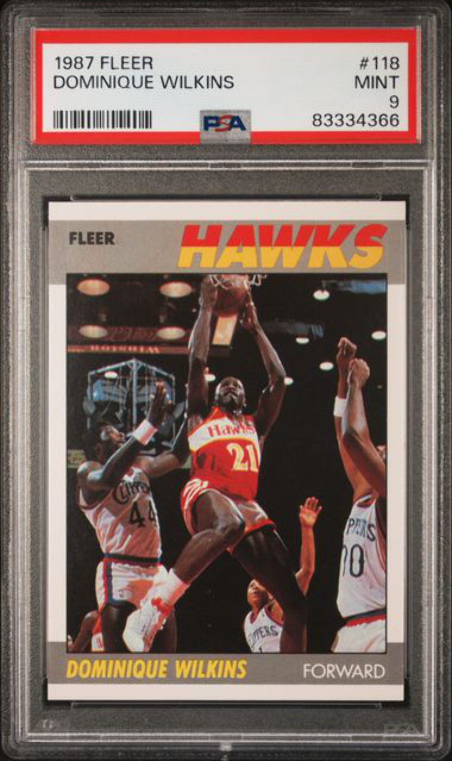 Graded 1987 Fleer Dominique Wilkins #118 2nd Year Basketball Card PSA 9 ...