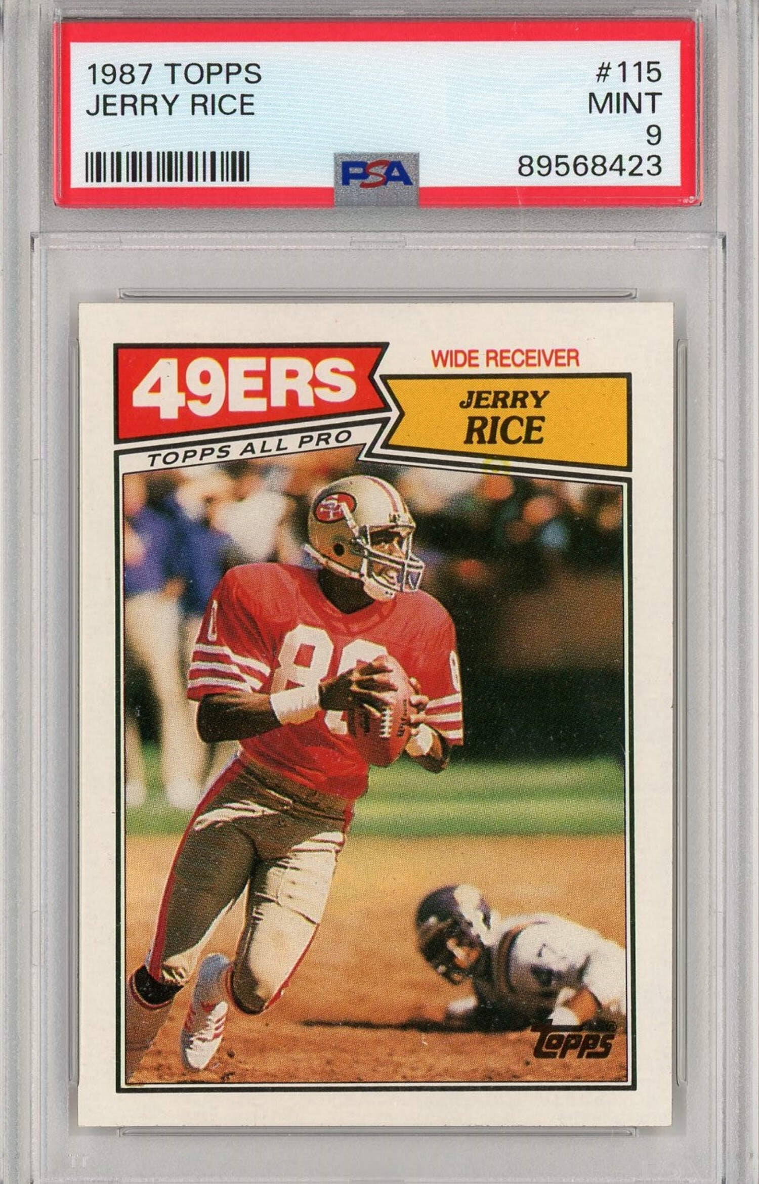 Graded 1987 Topps Jerry Rice #115 2nd Year Football Card PSA 9 Mint ...