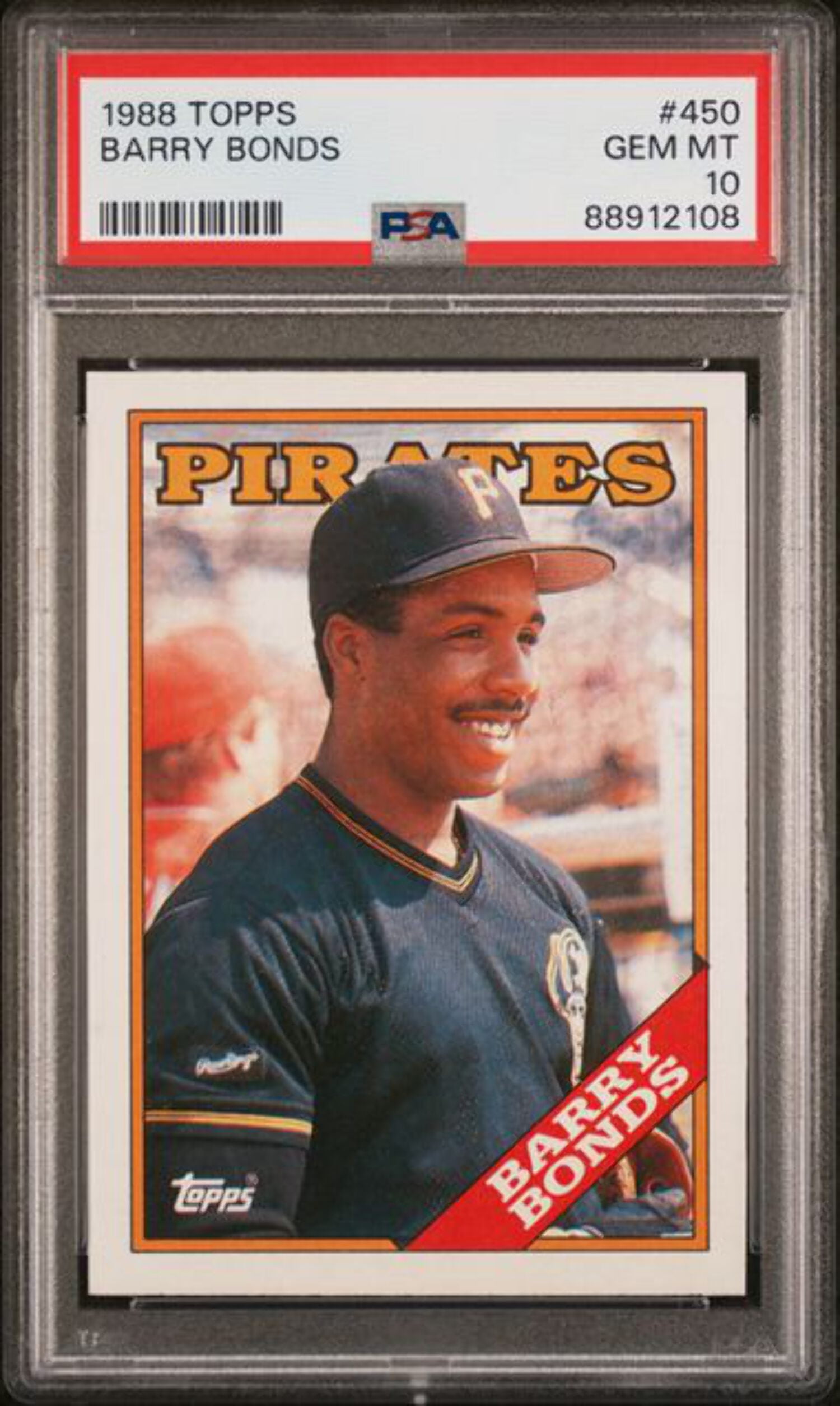 Graded 1988 Topps Barry Bonds #450 2nd Year Baseball Card PSA 10 Gem ...