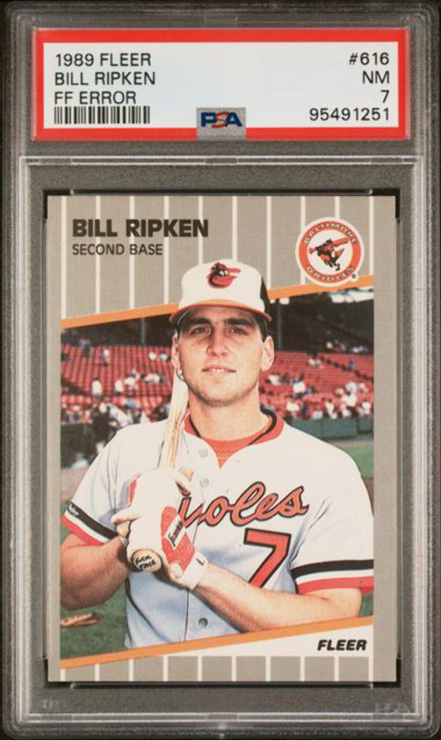 Graded 1989 Fleer Bill Ripken #616 FF Error Baseball Card PSA 7 Near ...