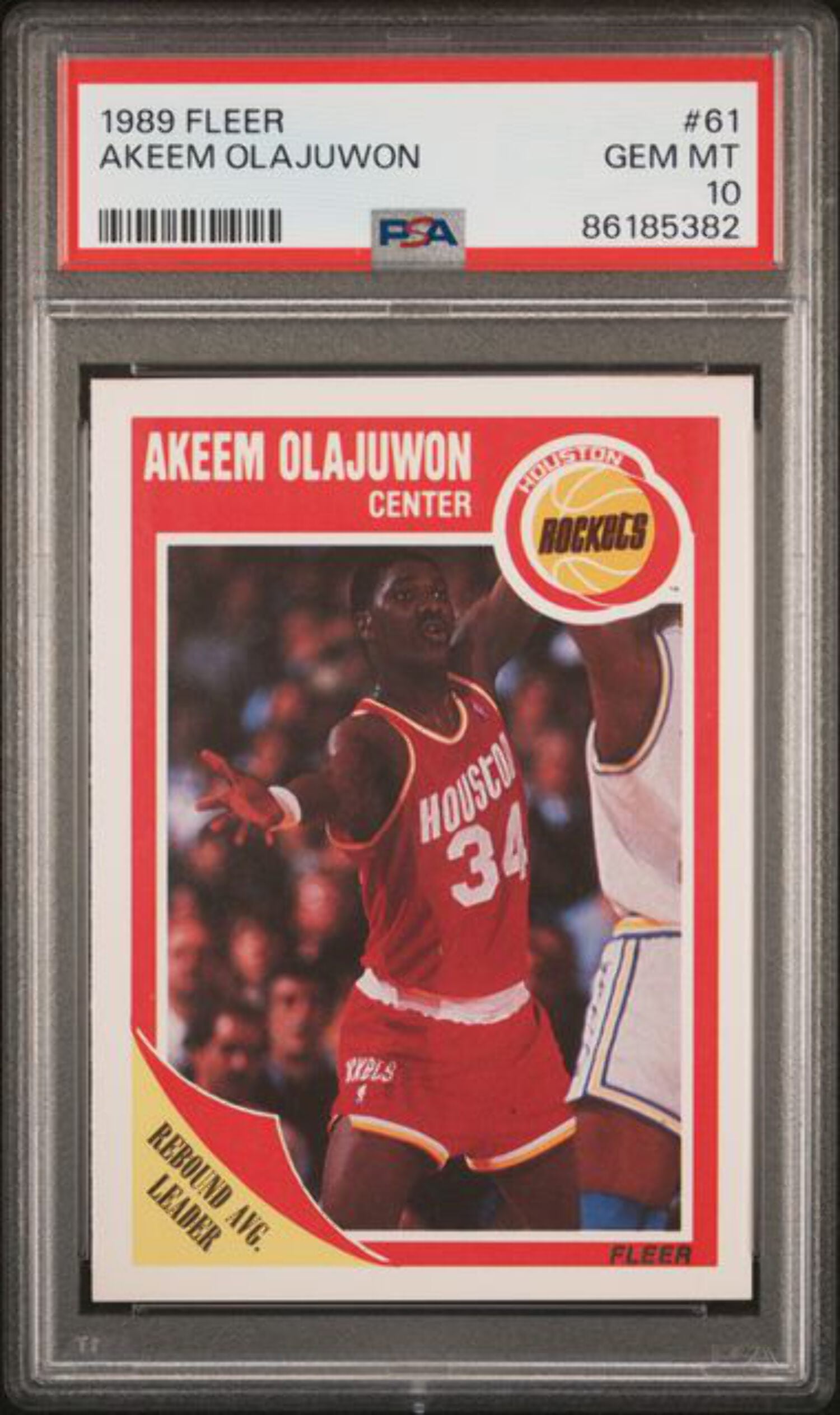 Graded 1989 Fleer Hakeem Akeem Olajuwon #61 Basketball Card PSA 10 Gem ...