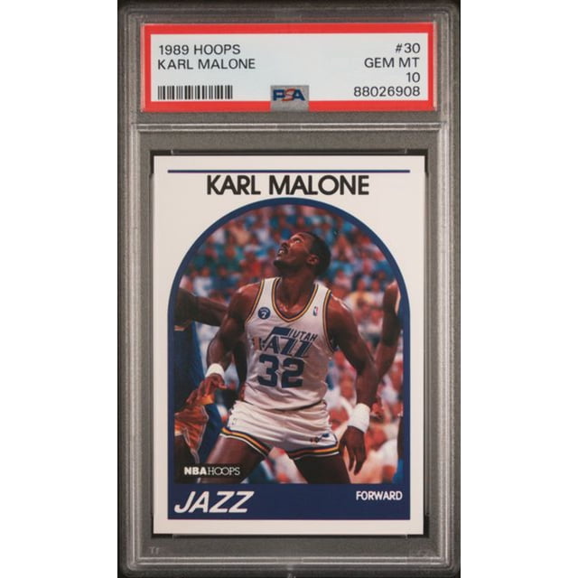 Graded 1989 Hoops Karl Malone #30 Basketball Card PSA 10 Gem Mint ...