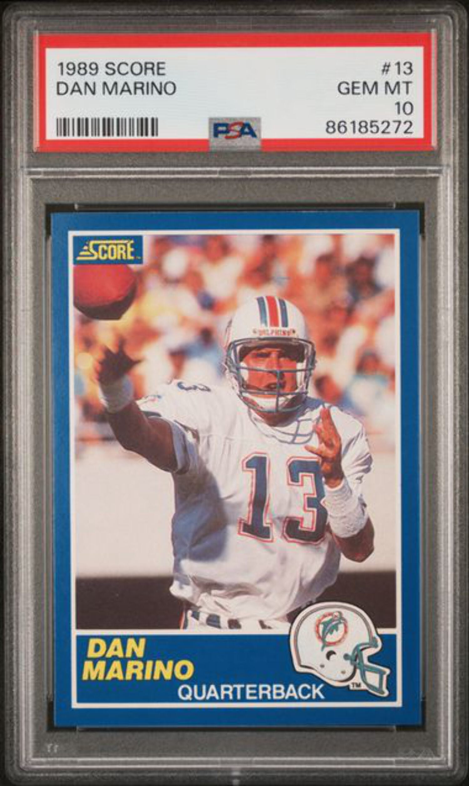 Graded 1989 Score Dan Marino #13 Football Card PSA 10 Gem Mint ...