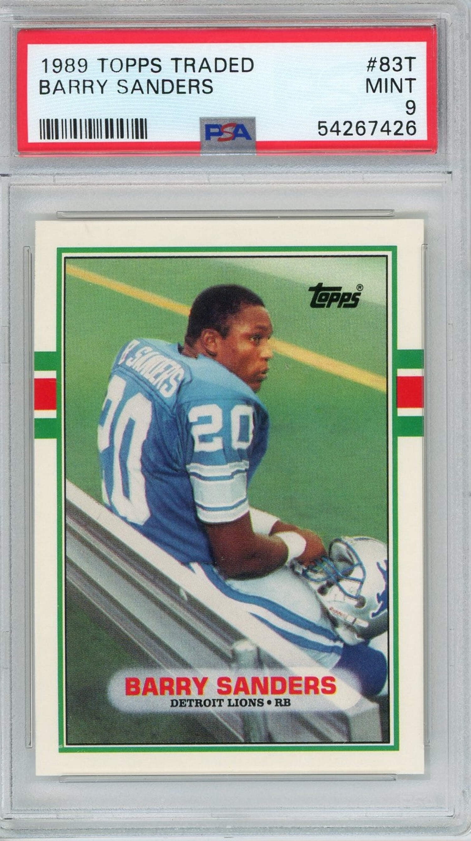 Graded 1989 Topps Traded Barry Sanders #83T Rookie RC Football Card PSA ...